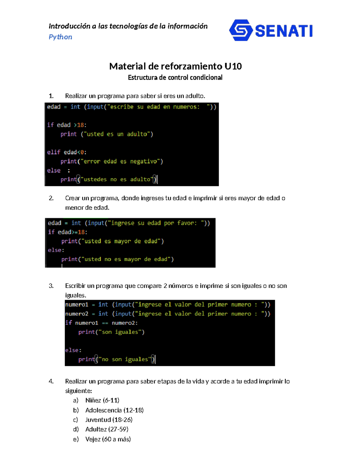 Material de reforzamiento U10 - Introducción a las tecnologías de la información Python Material ...