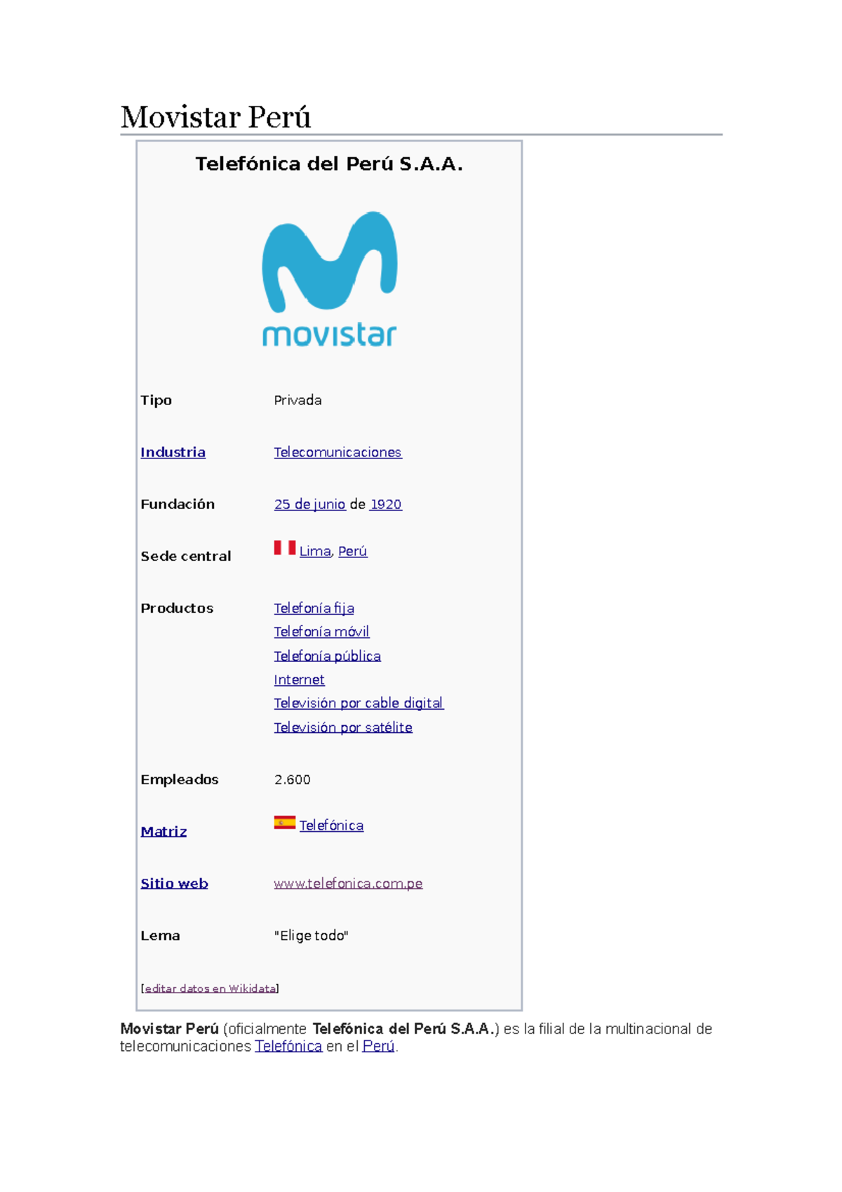 358006316 Movistar Peru docx - Movistar Perú Telefónica del Perú S.A ...