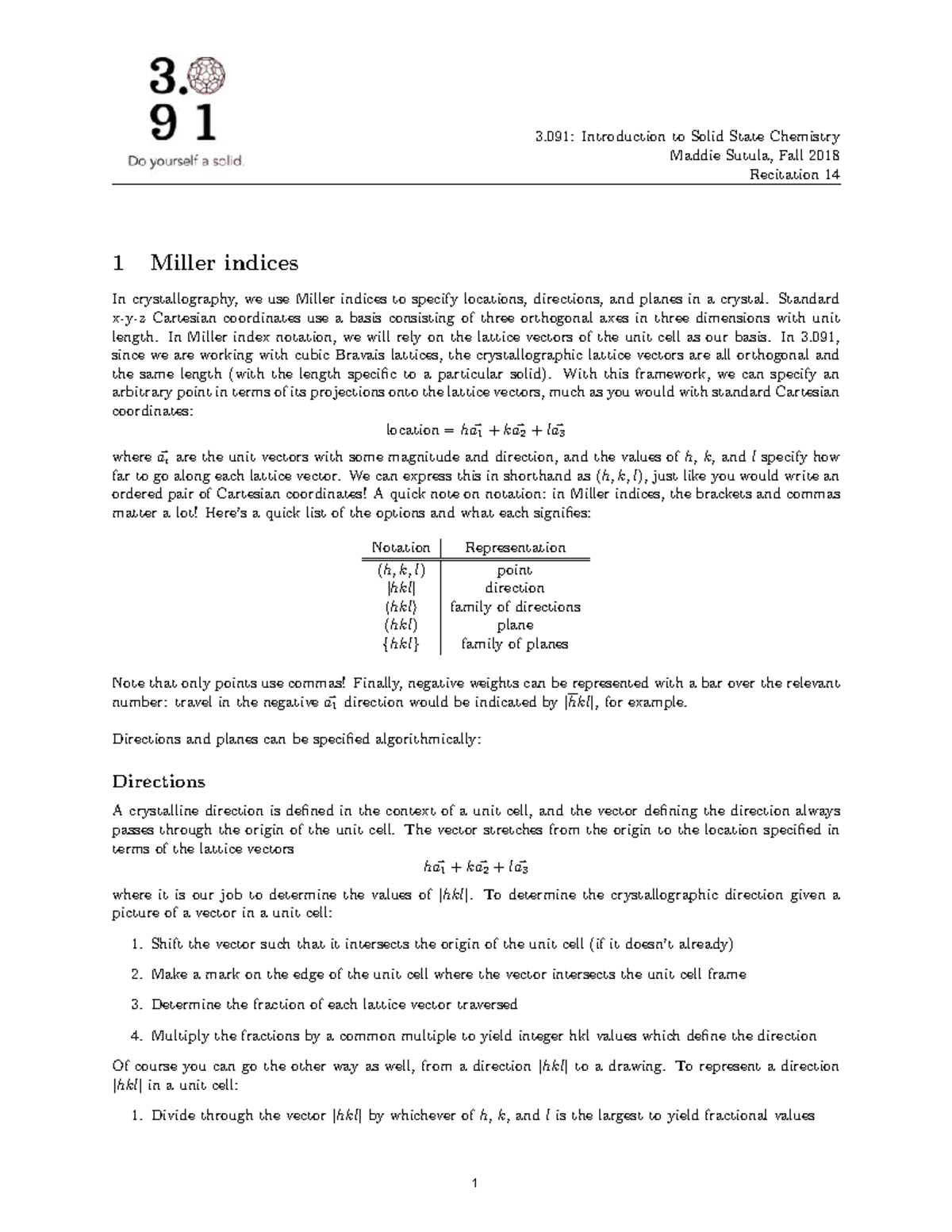 miller indices and interplanar spacing - 1 3: Introduction Maddieto ...
