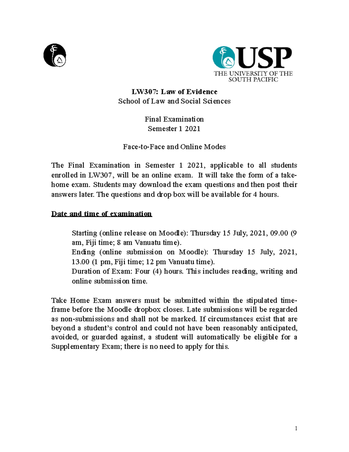 LW 307 EXAM 2021 with online exam instructions - LW307: Law of Evidence ...