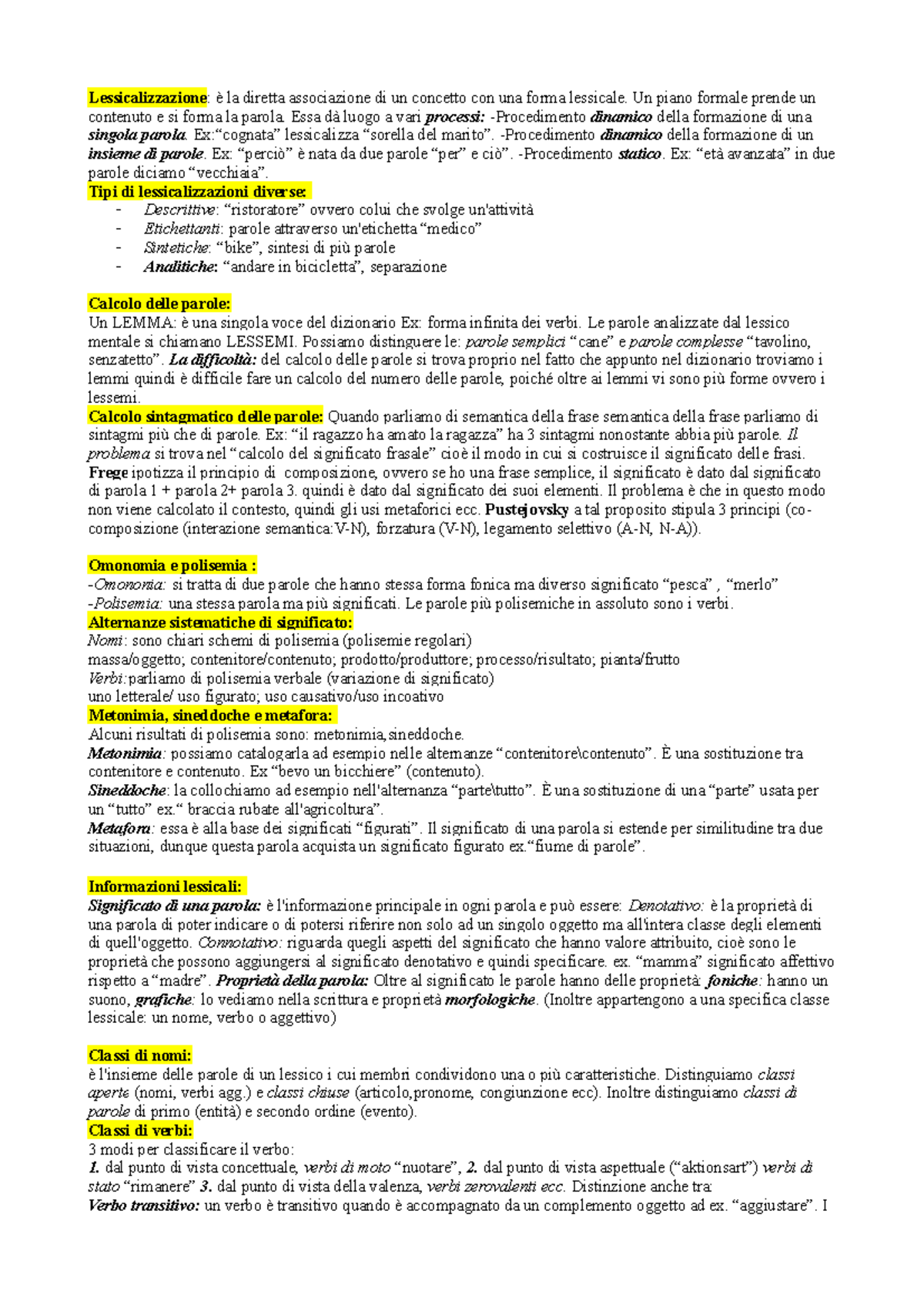 Schemi lessico e semantica - Lessicalizzazione: è la diretta ...