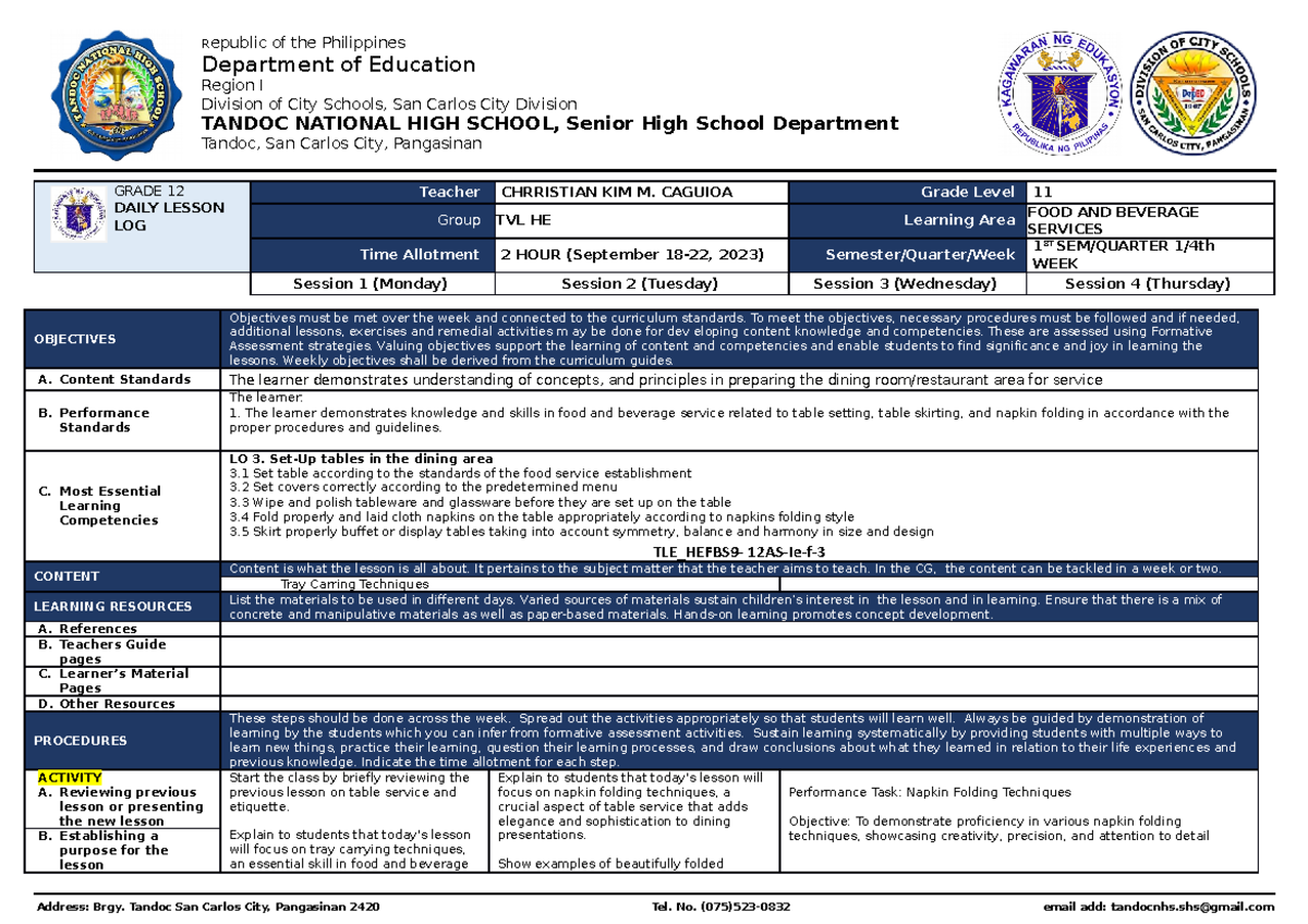 DLL fbs-Q1-W5-sept 25-28 - Department of Education Region I Division of ...