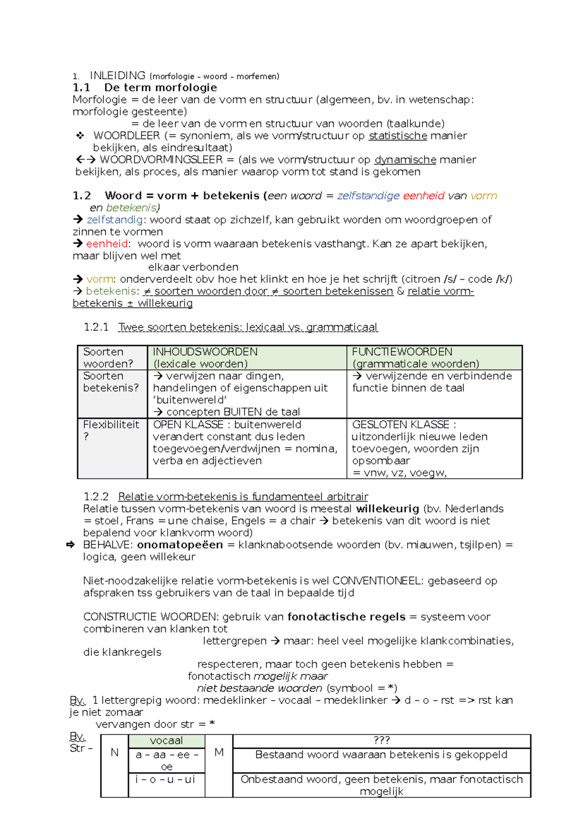 Basisbegrippen Morfologie - INLEIDING (morfologie – woord – morfemen) 1 ...