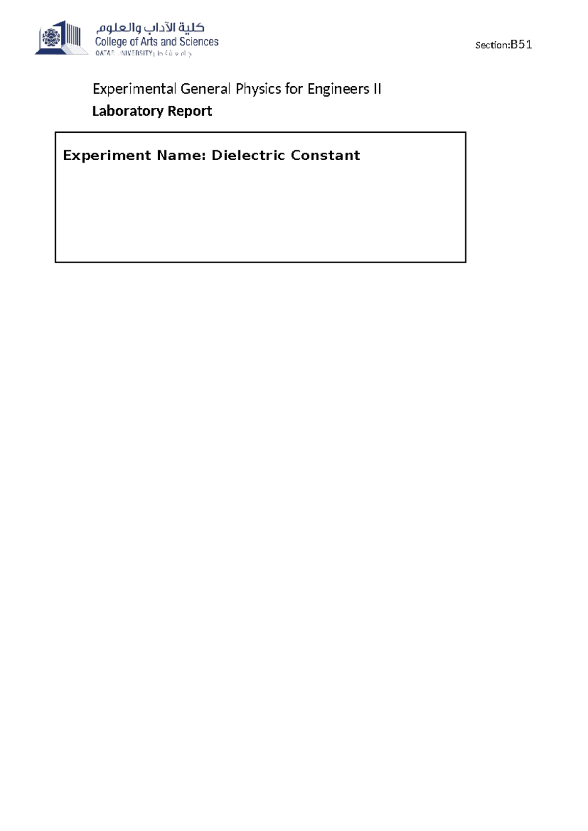 Dielectric constant - Experimental General Physics for Engineers II ...