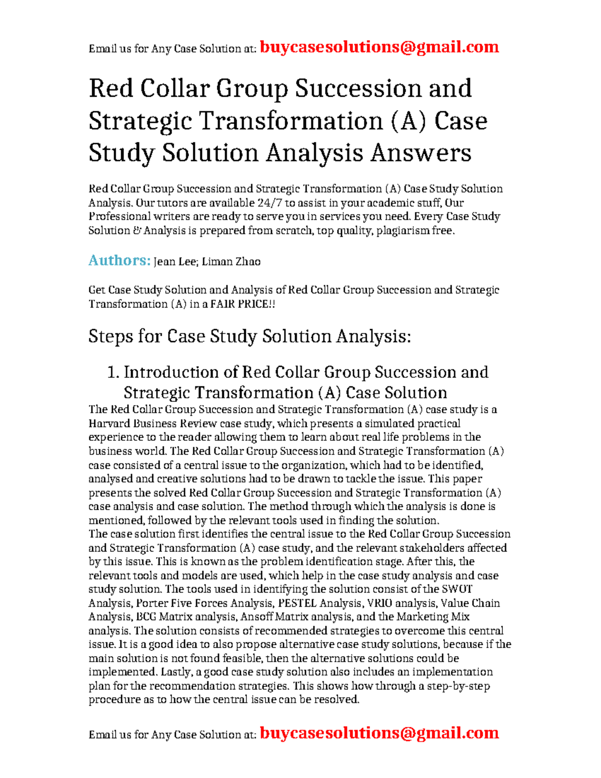 Case Solution Red Collar Group Succession and Strategic Transformation ...