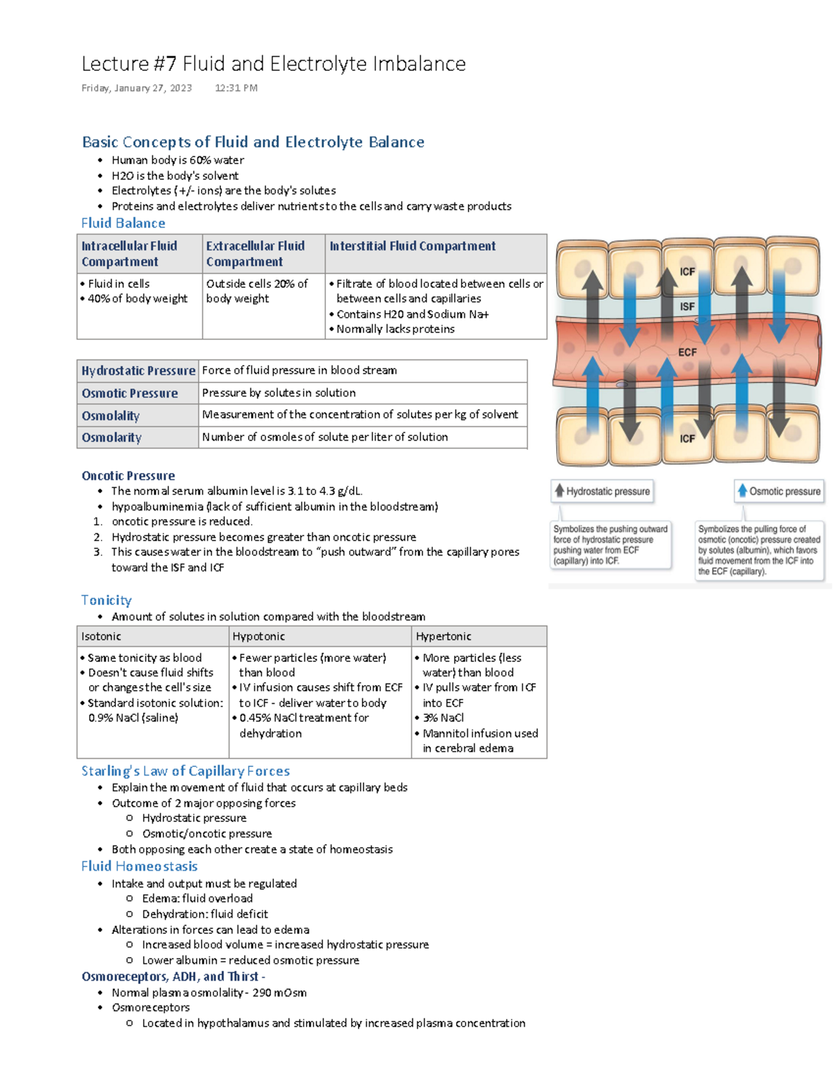 Lecutre #7 fluid and electrolyte imbalance - Basic Concepts of Fluid ...