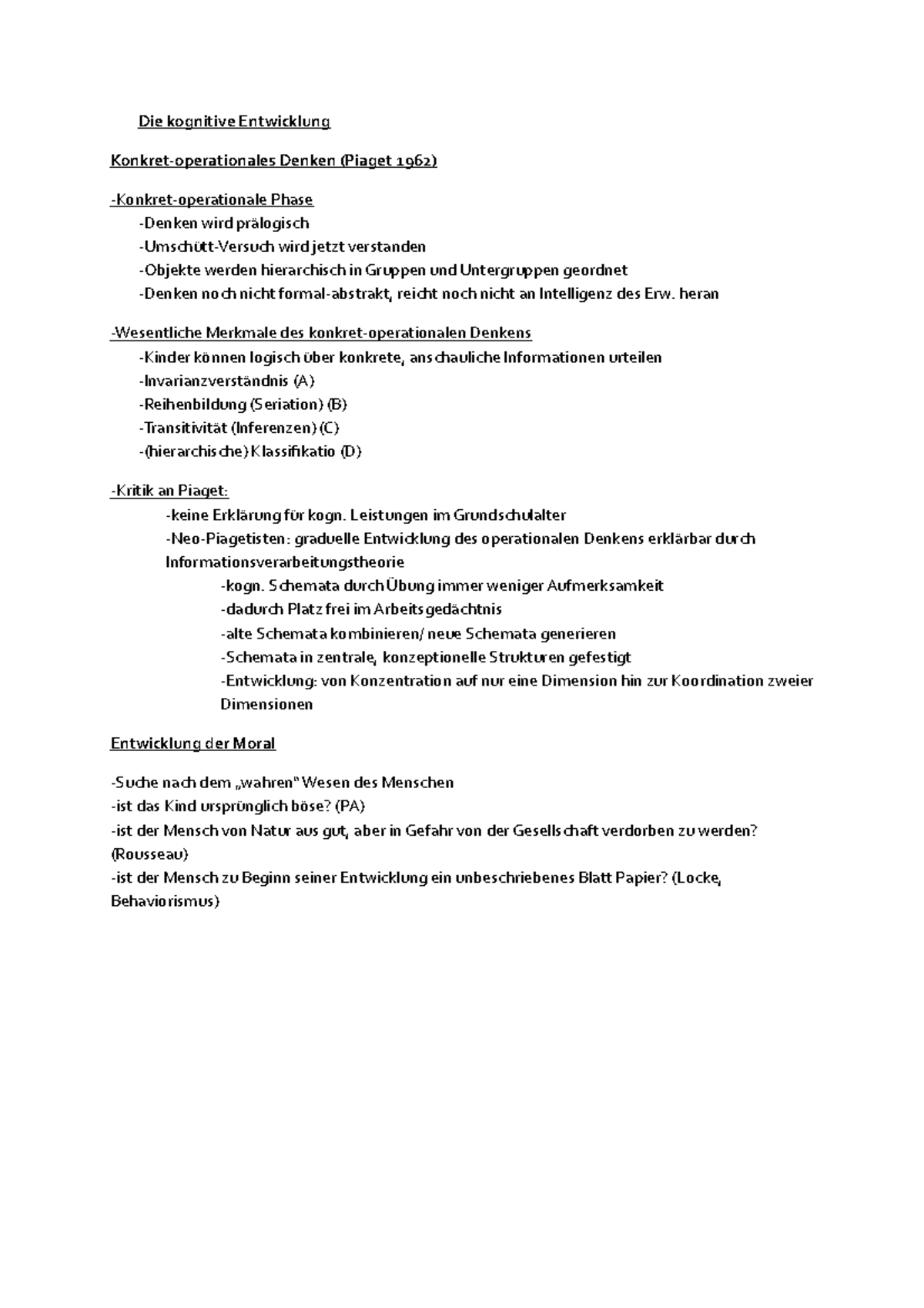 Die kognitive Entwicklung - Die kognitive Entwicklung Konkret ...