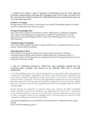 MK351-Week 3 Case Discussion - Week 3 Discussion 1. What factors would go into the decision to ...