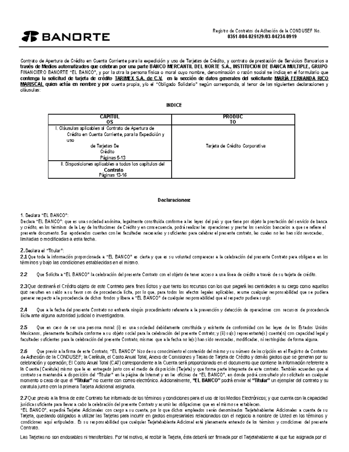 Banorte empresarial - RIGOBERTO - Registro de Contratos de Adhesión de ...