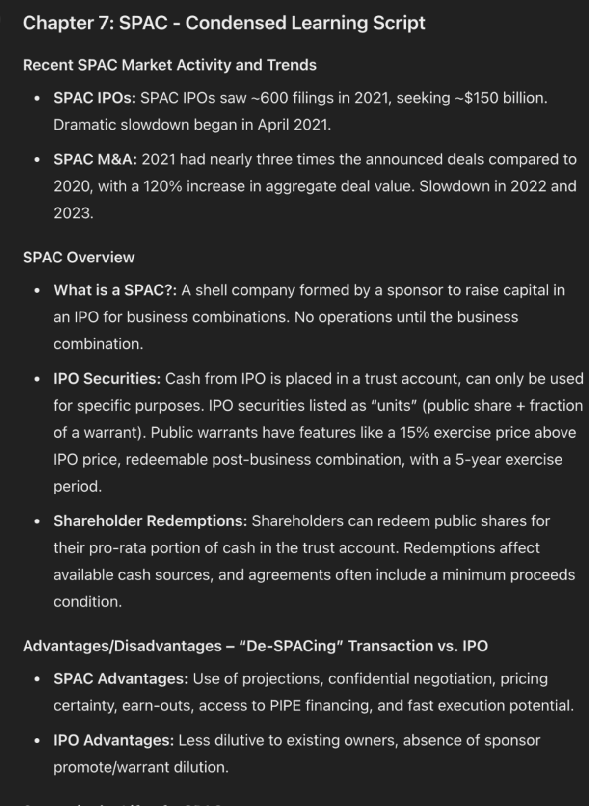 Spac - how to do a SPAC - Chapter 7: SPAC Condensed Learning Script Recent SPAC Market Activity ...