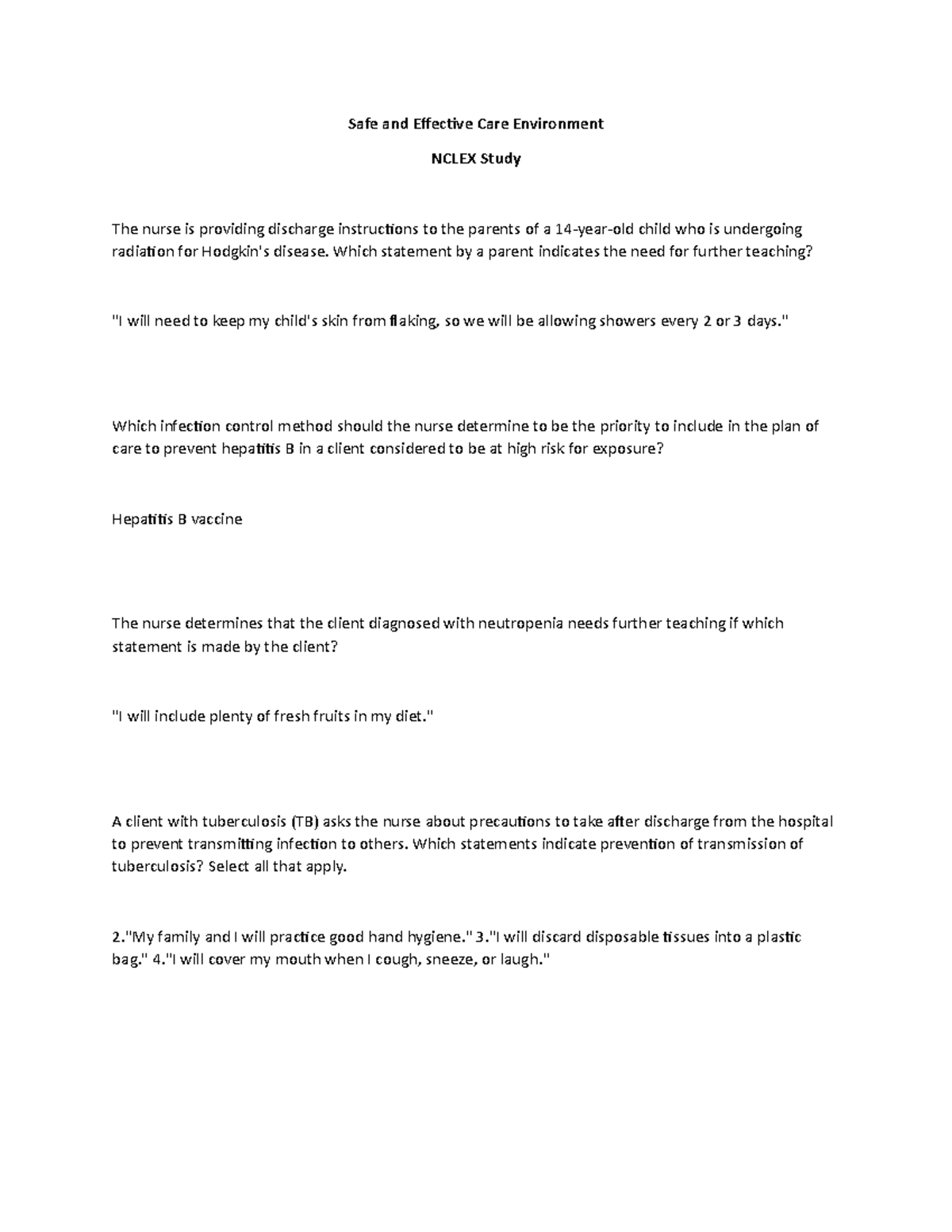 Safe and Effective Care Environment 2 - Safe and Effective Care ...