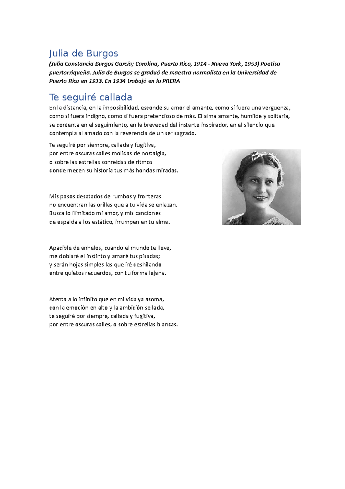 Julia de Burgos - Julia de Burgos (Julia Constancia Burgos García ...