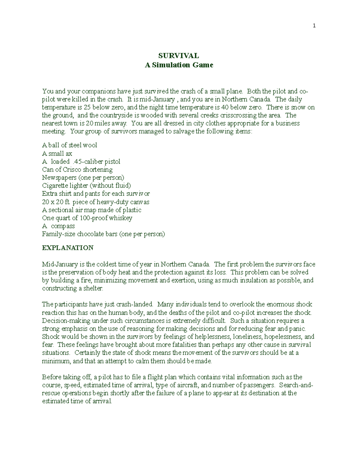 Survival simulation 2023 - SURVIVAL A Simulation Game You and your ...