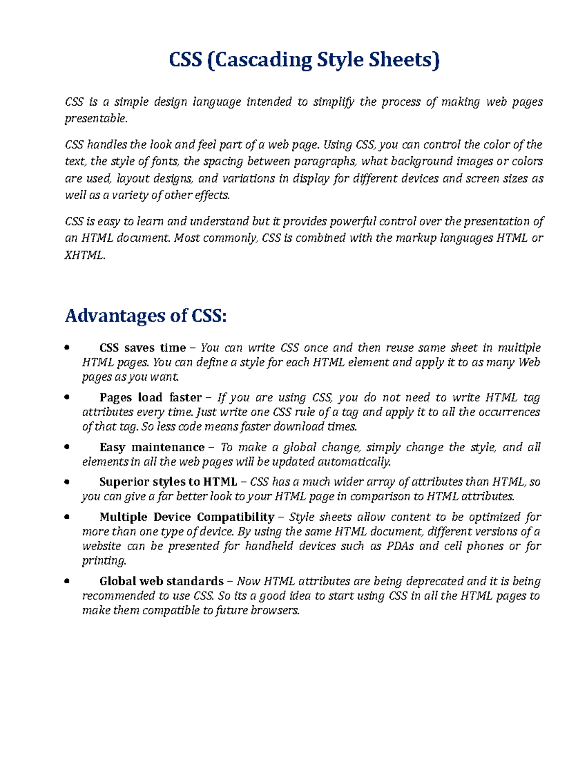 CSS - pdg css - CSS (Cascading Style Sheets) CSS is a simple design ...