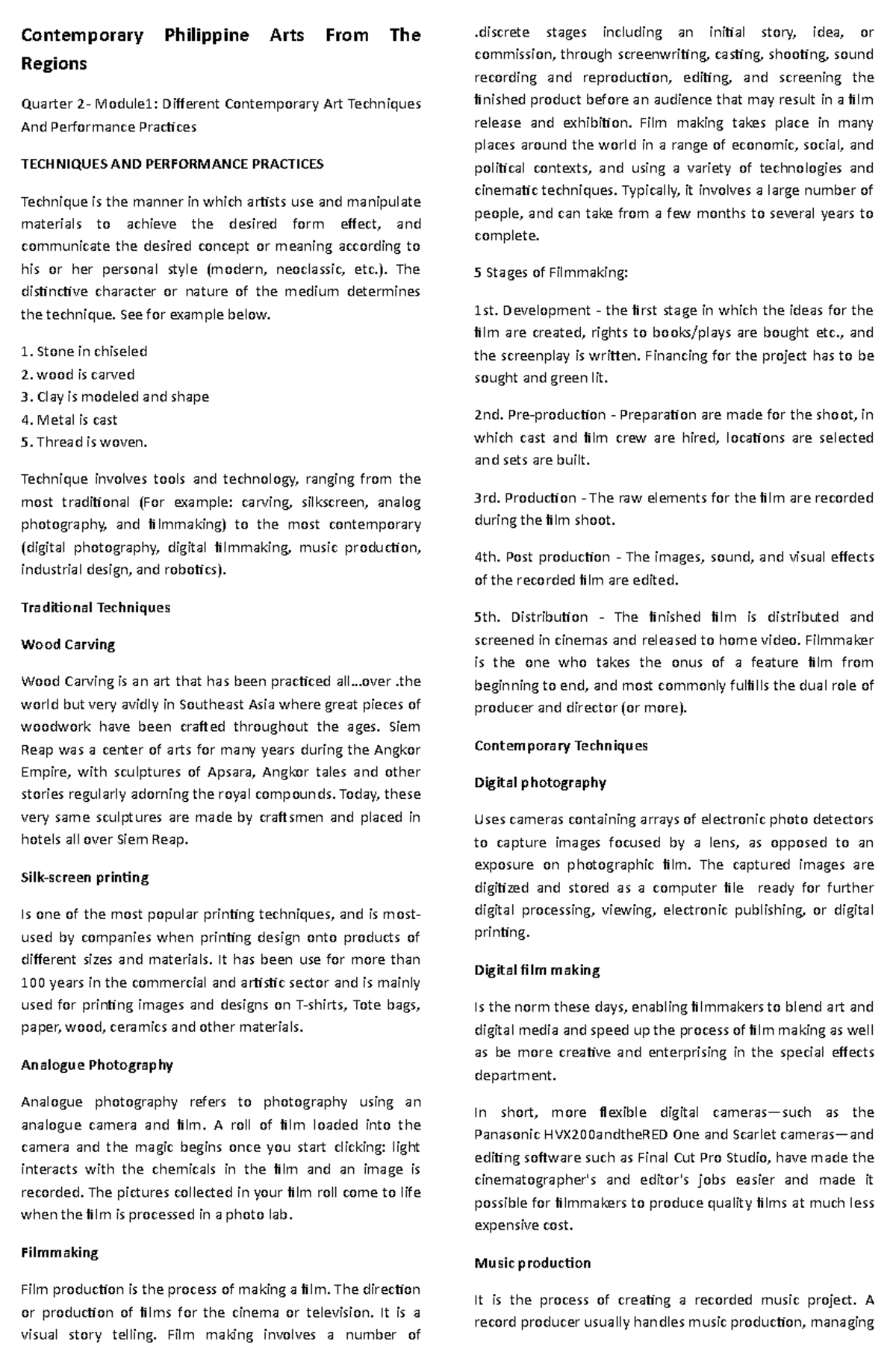 Contemporary Quarter 2 - Contemporary Philippine Arts From The Regions ...