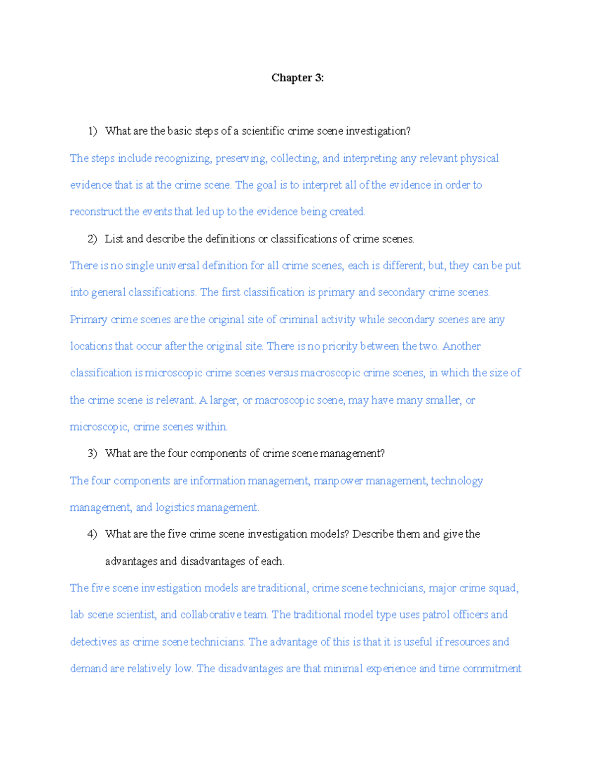 Chapter 3 - This is the assignment within CJ-290 or intro to forensic science. This assignment ...