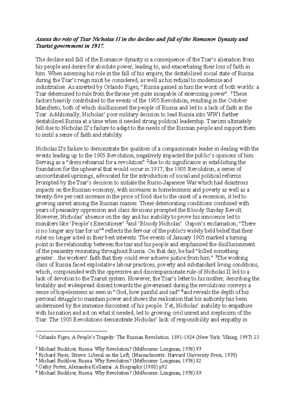 Prelim Essay on Russia - Assess the role of Tsar Nicholas II in the ...