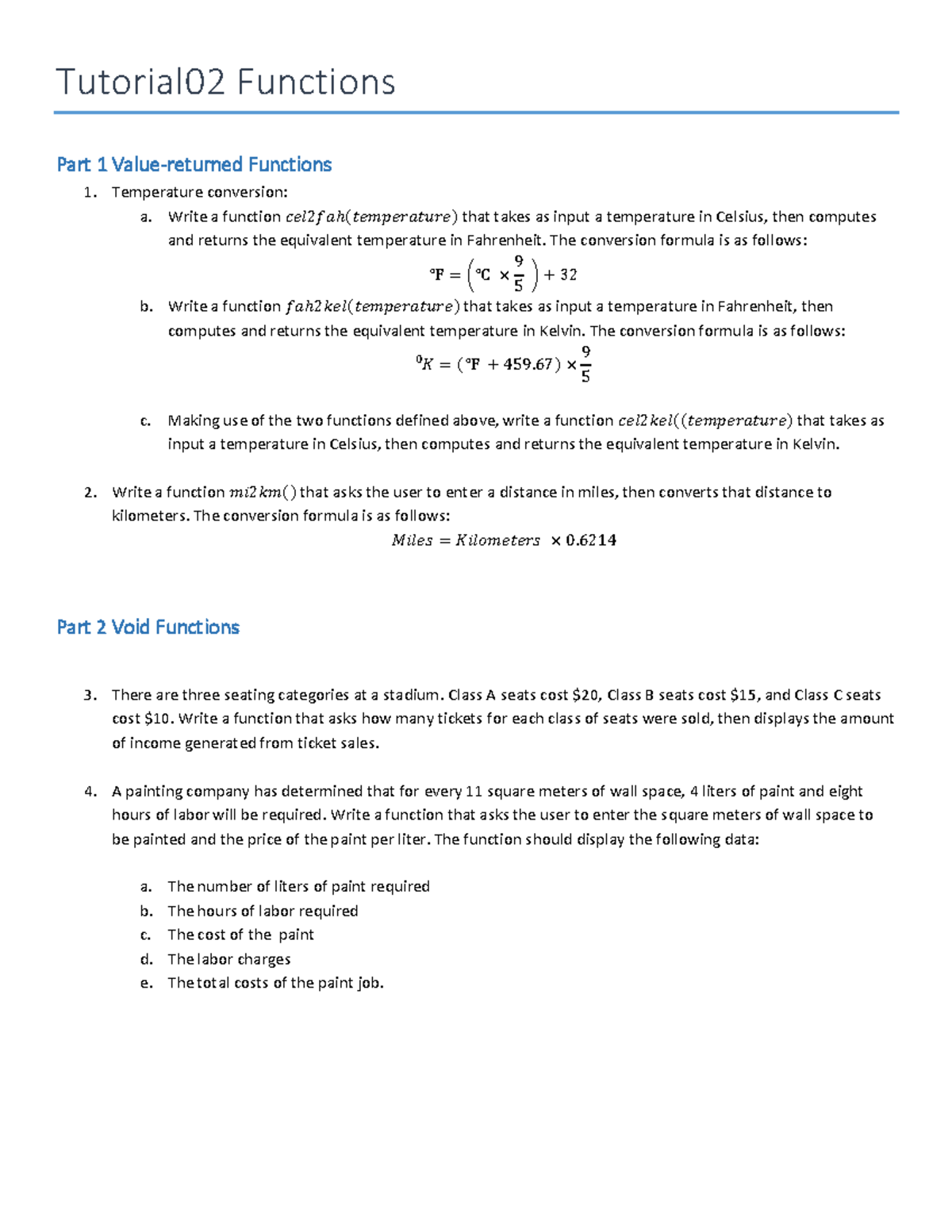 Extra Practice Warning Tt Undefined Function 32 Tutorial 02 Functions Part 1 Value Returned 