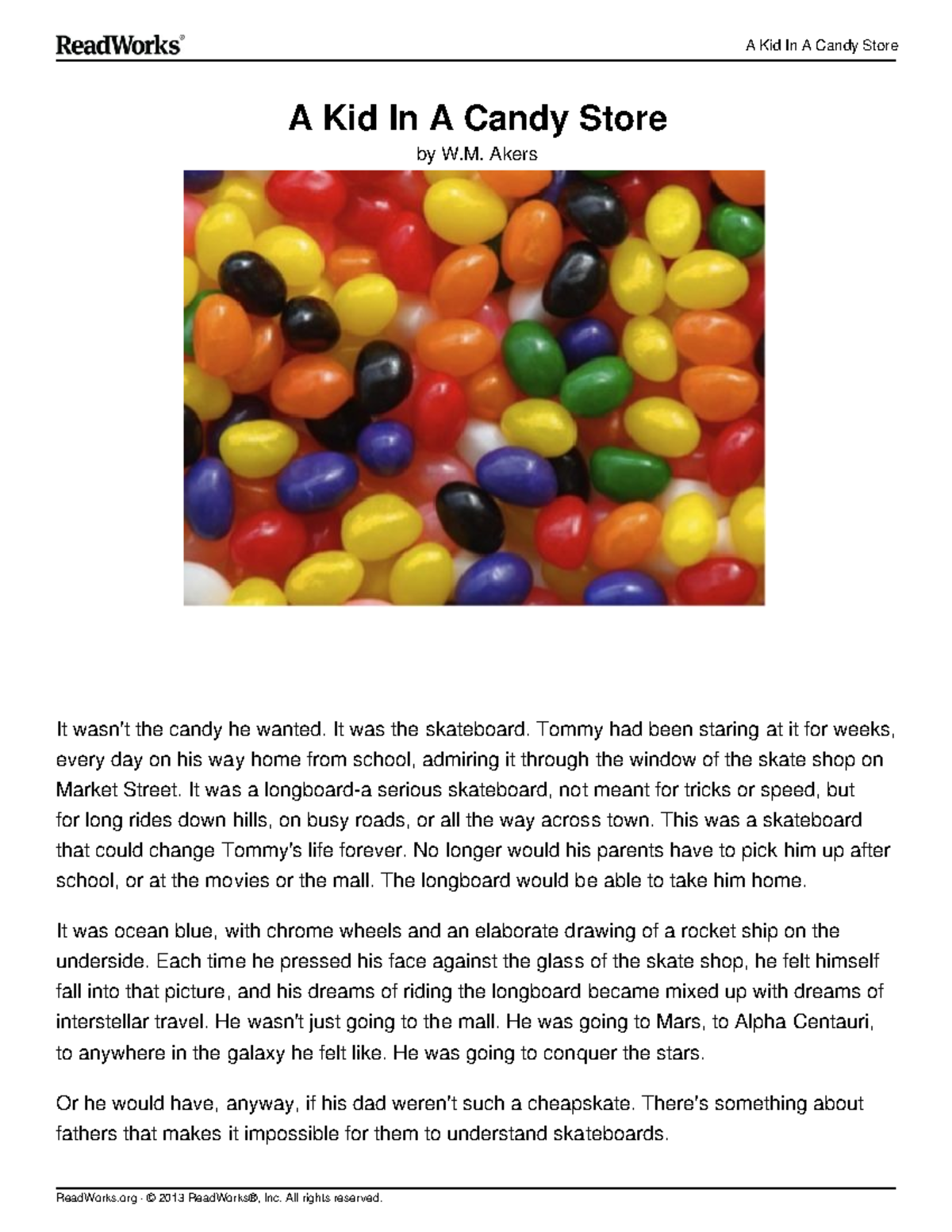 A Kid In a candy store - Practise reading comprehension from old times ...