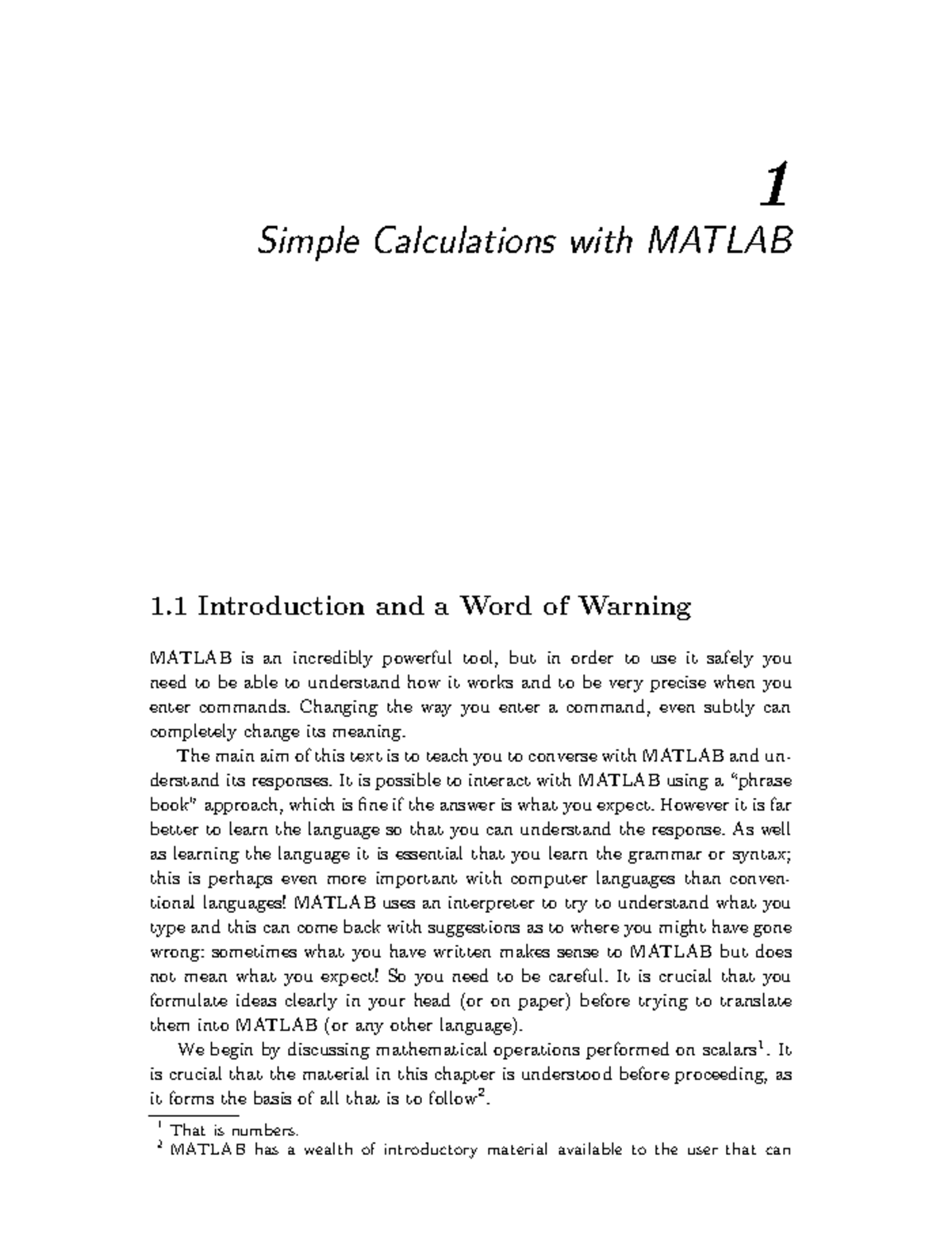 Matlab-lec1 - lecture note of the introduction of engineering - 1 Simple Calculations with ...