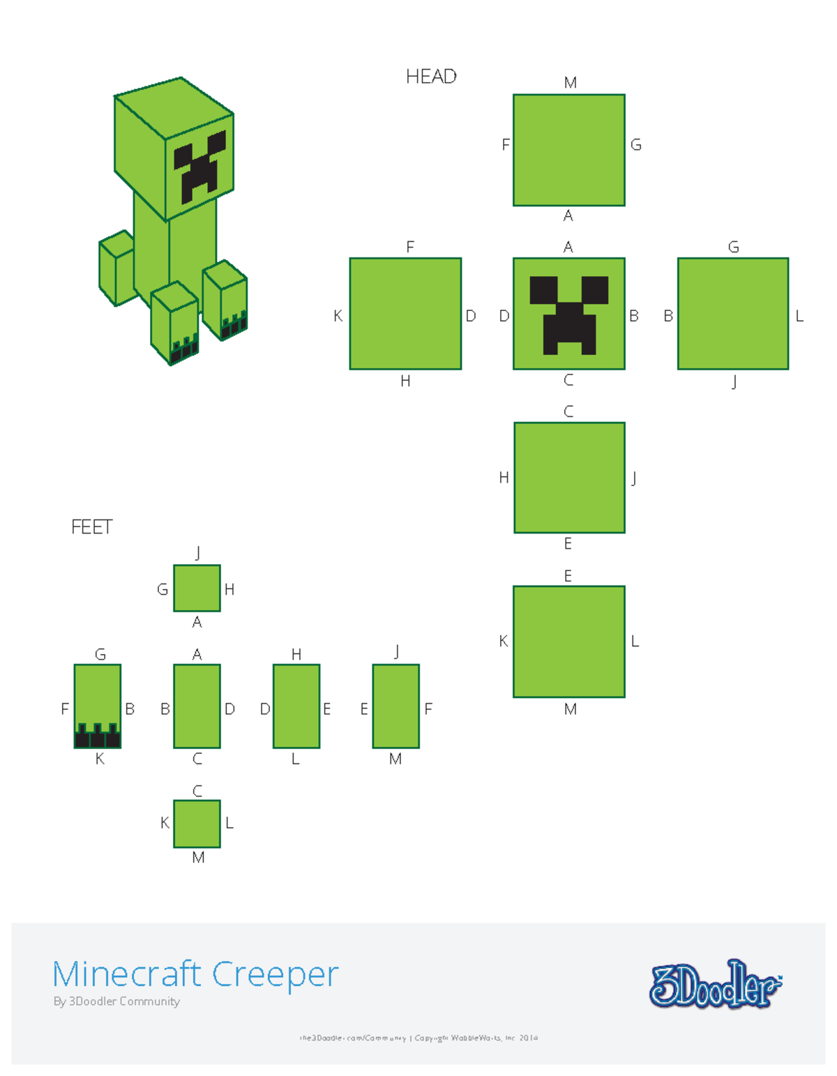 Minecraft Creeper Stencil - Minecraft Creeper By 3Doodler Community ...
