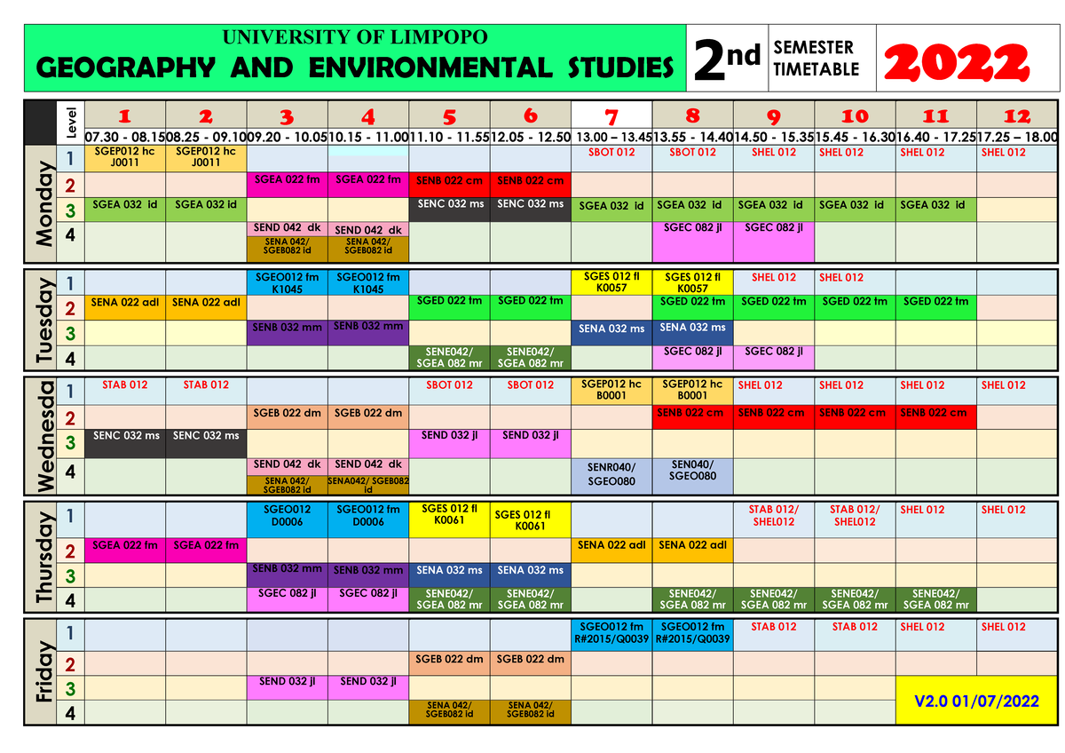 2022 S2 GAES Class Timetable Inhouse V01 - UNIVERSITY OF LIMPOPO ...