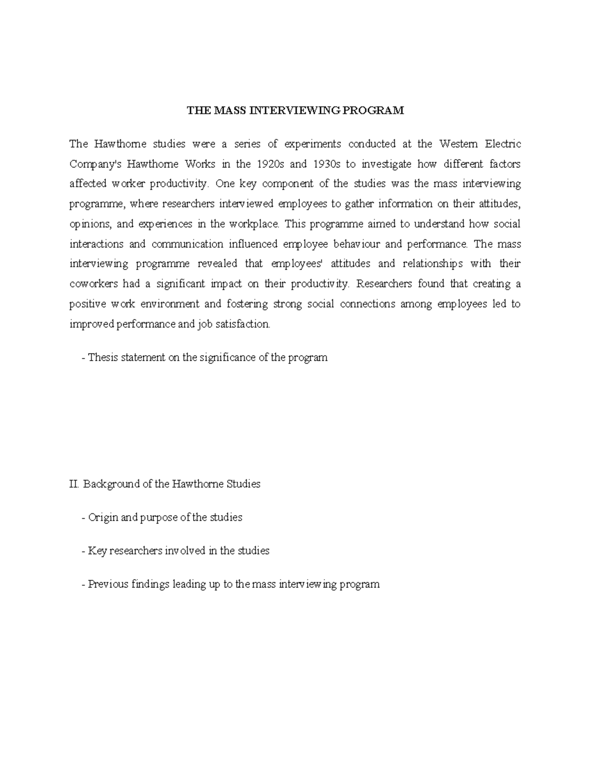 THE MASS Interviewing Program - THE MASS INTERVIEWING PROGRAM The ...