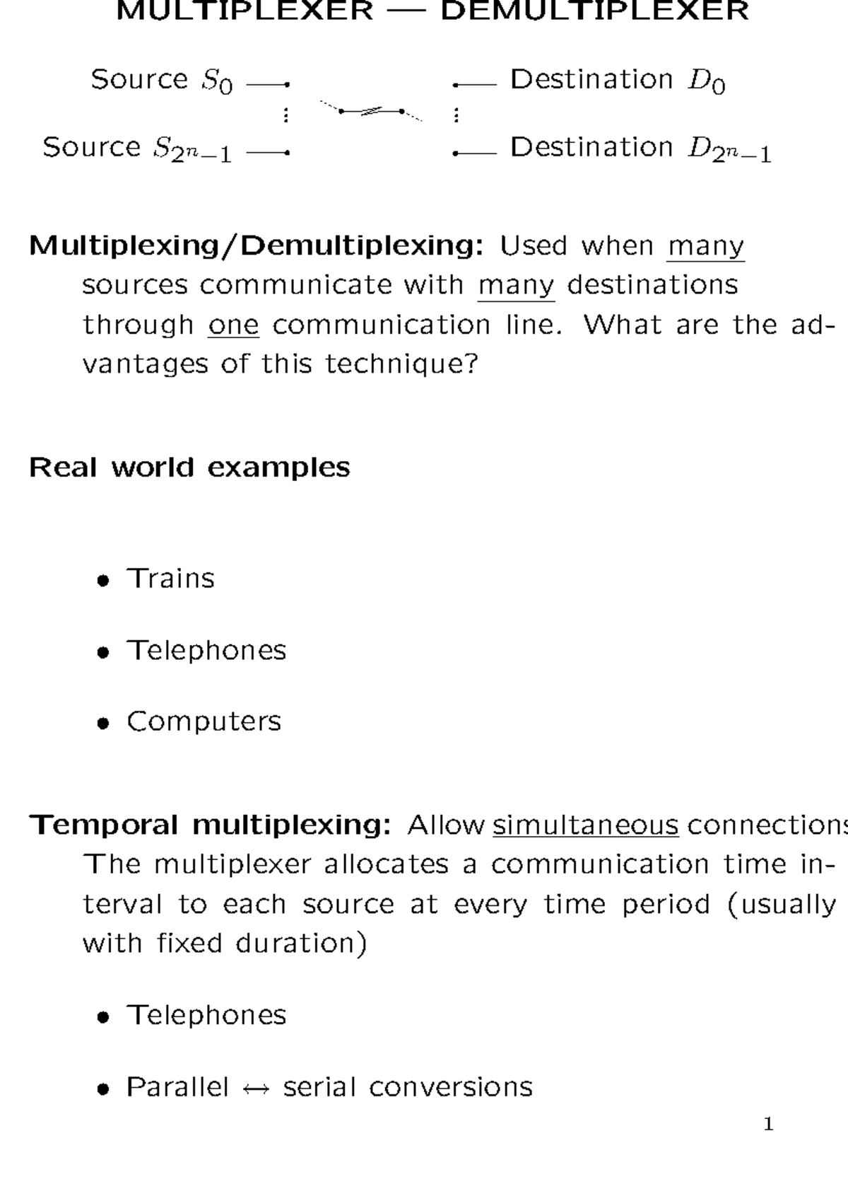 Lec7 - Multiplexers and Demultiplexers - MULTIPLEXER — DEMULTIPLEXER ...