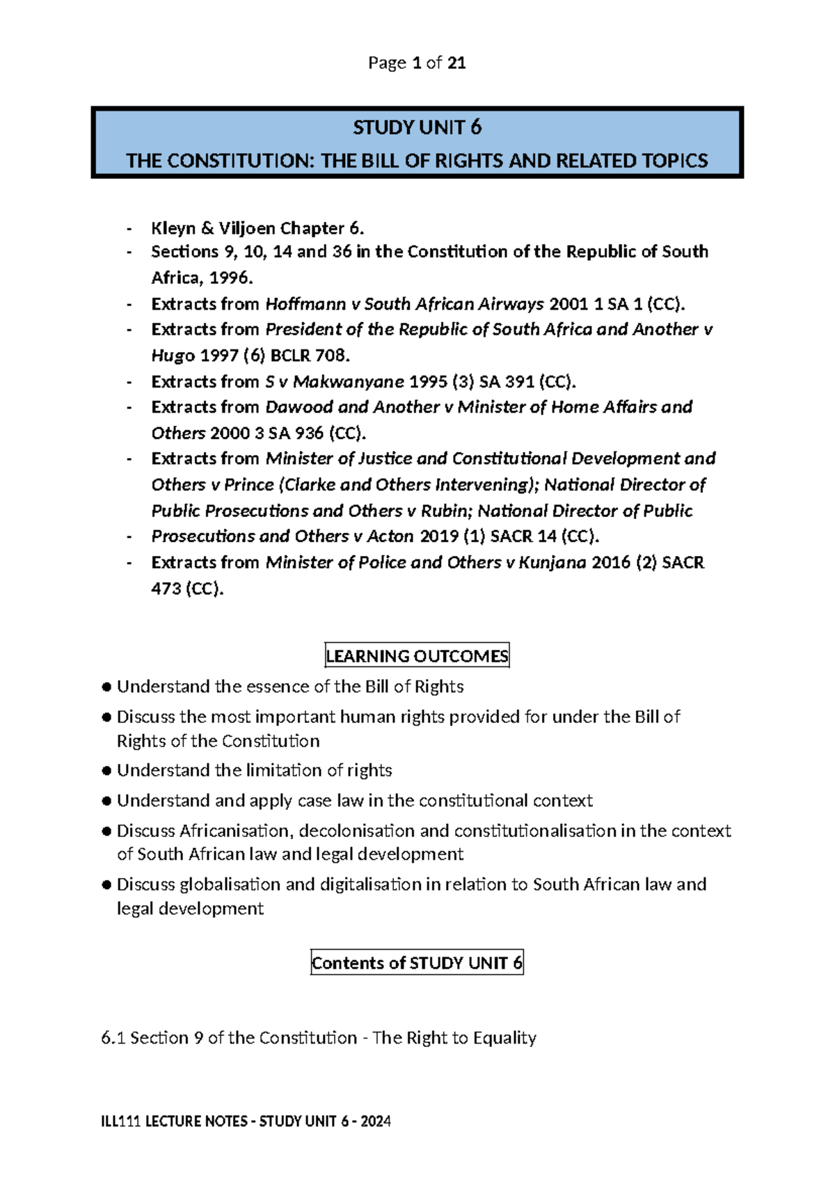 Study UNIT 6 - 2024 1 - NOTES THTA EXPLAIN CITIZENSHIP AND DOMICILE ...