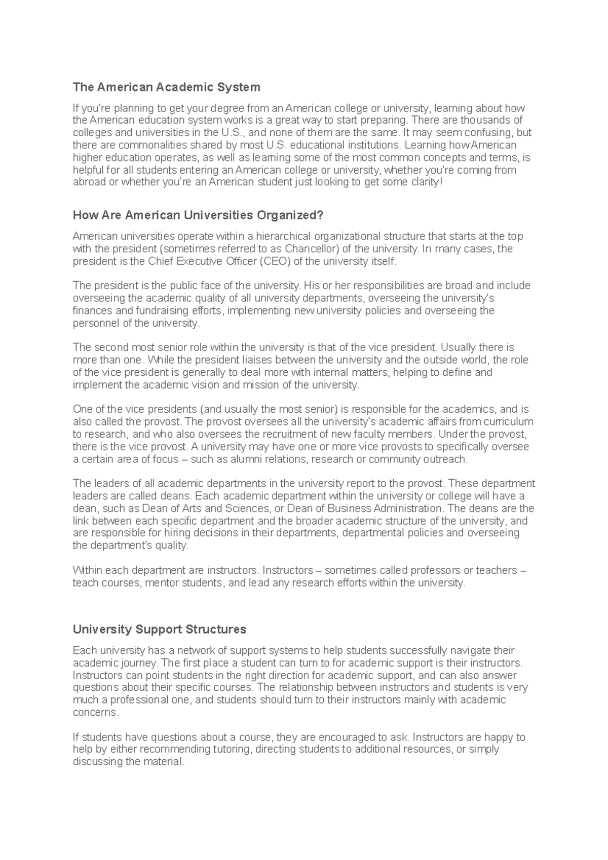 Univ 0001 Unit1 - American Academic System - The American Academic ...