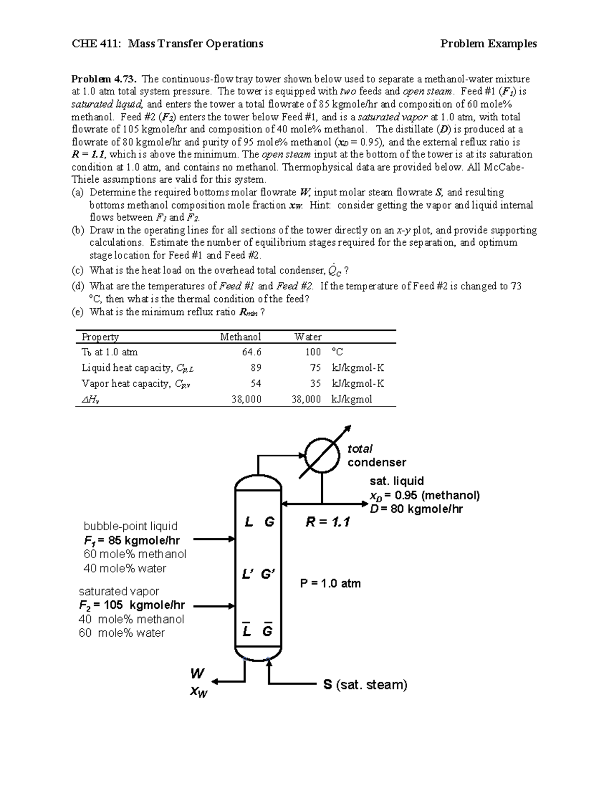 CHE 411 Recitation#6 11-7-23 - CHE 411: Mass Transfer Operations ...