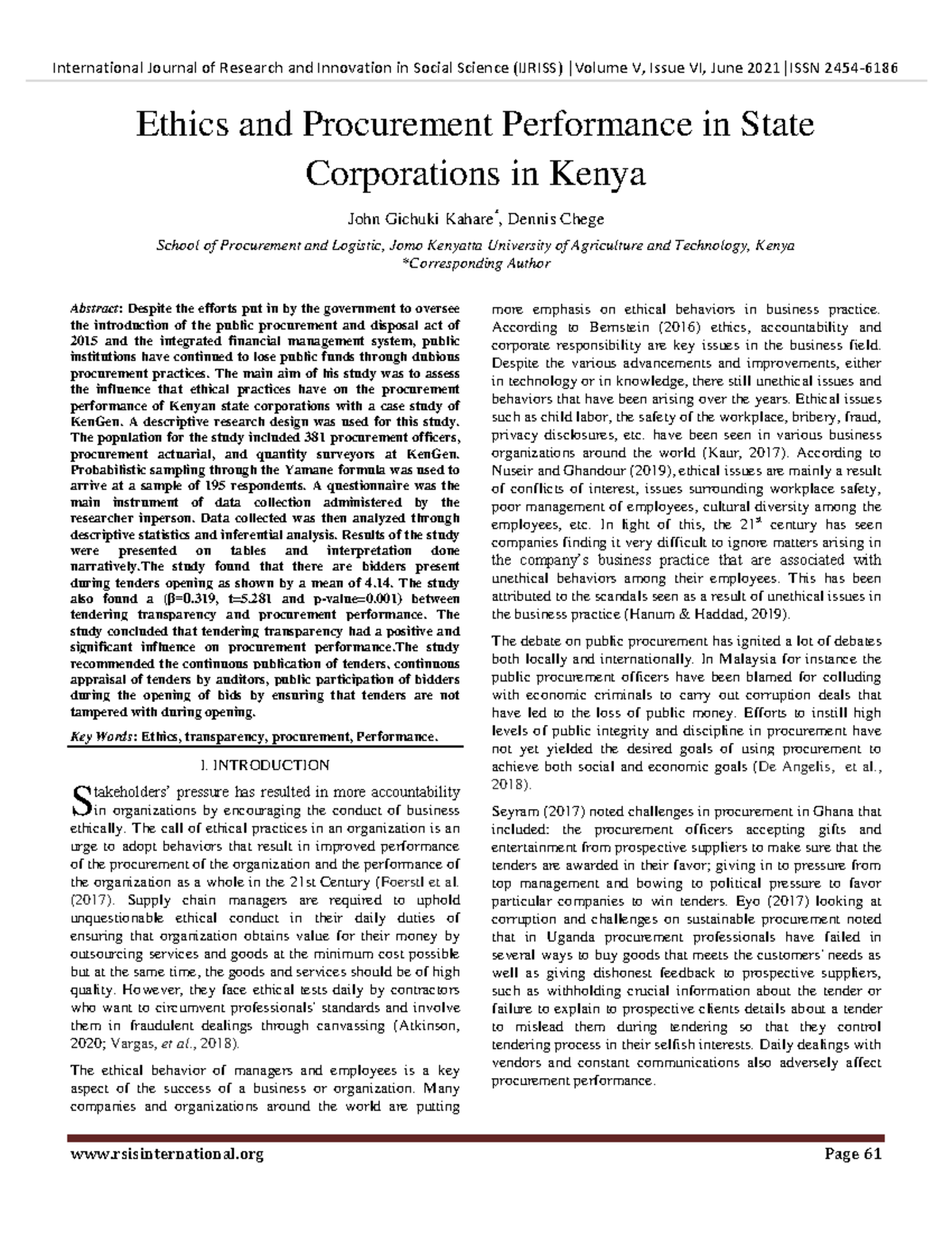 61-66 - Ethics and Procurement Performance in State Corporations in ...