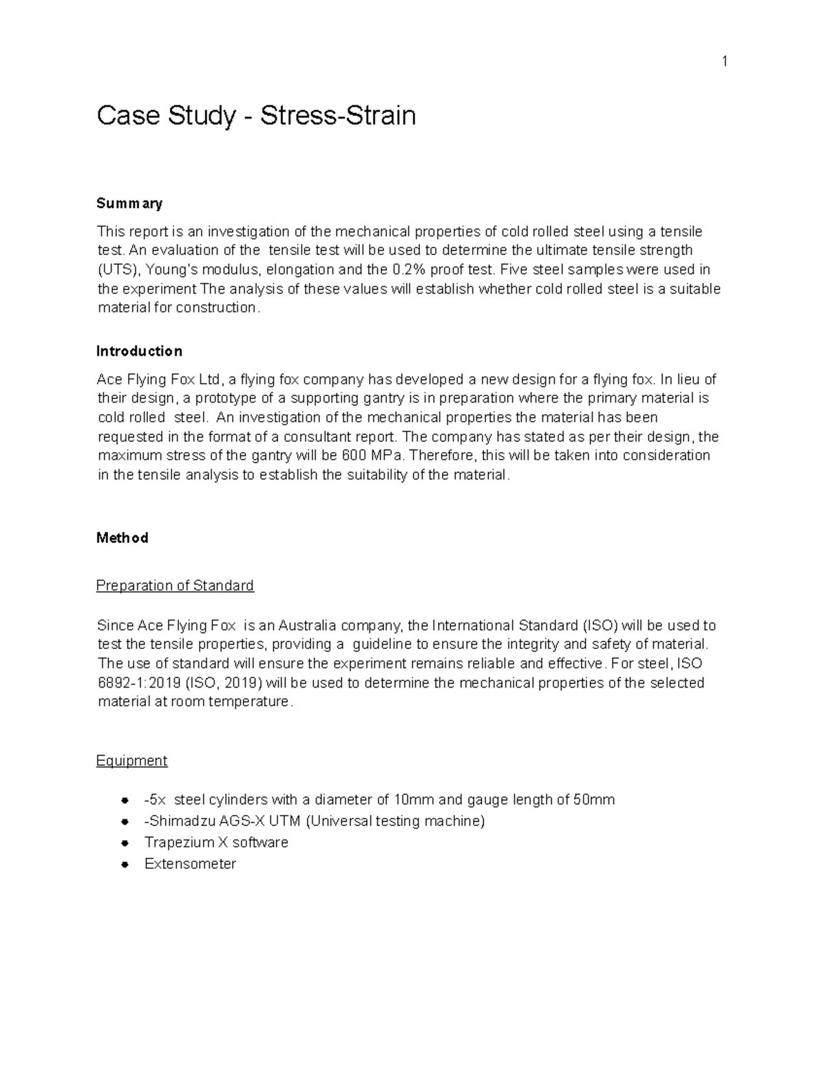 Consultancy report - chem and material - Case Study - Stress-Strain ...