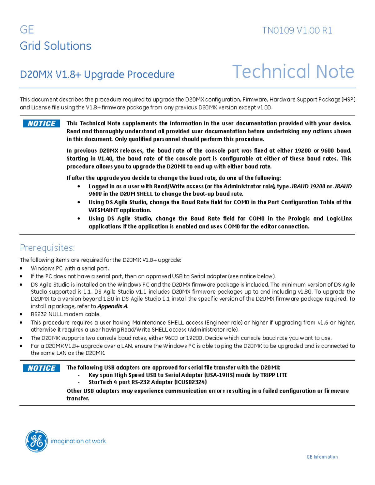 TN0109 D20MX V1.8+ Upgrade Procedure V100 R1 - GE TN0109 V1 R Grid ...