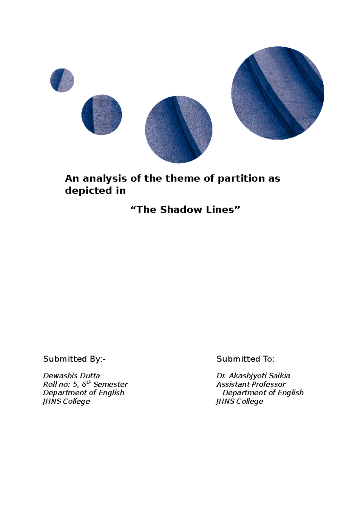 The Shadow Lines Analysis of the theme of partititon - An analysis of ...