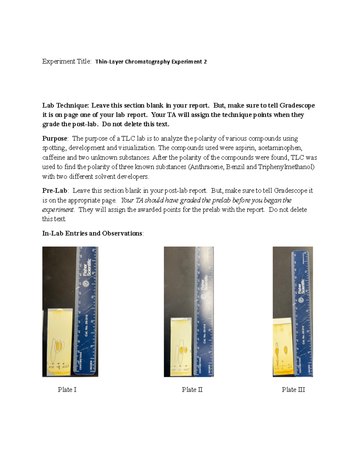 TLC lab - grade- a - Name: Michael Bonhomme Unknown Number(s ...