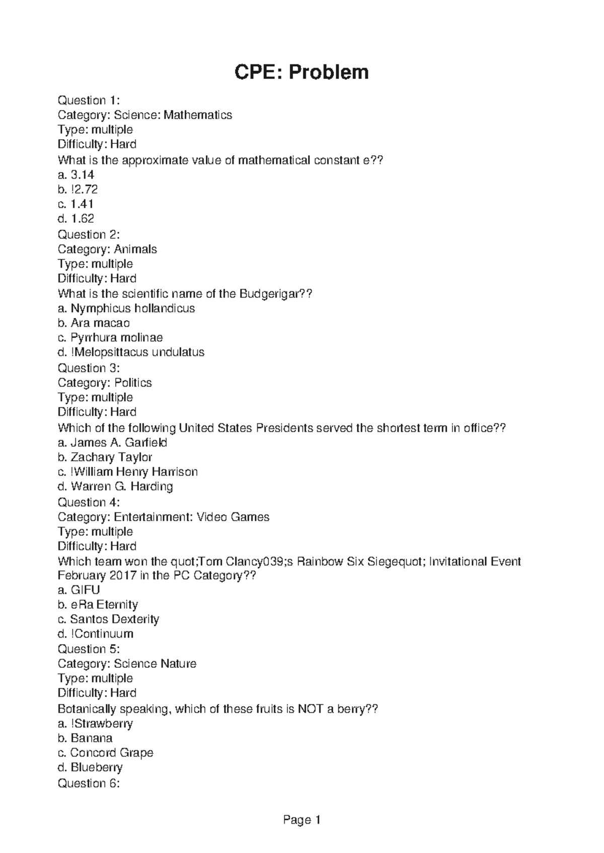 CPE244 Midterm 3 - CPE: Problem Question 1: Category: Science ...