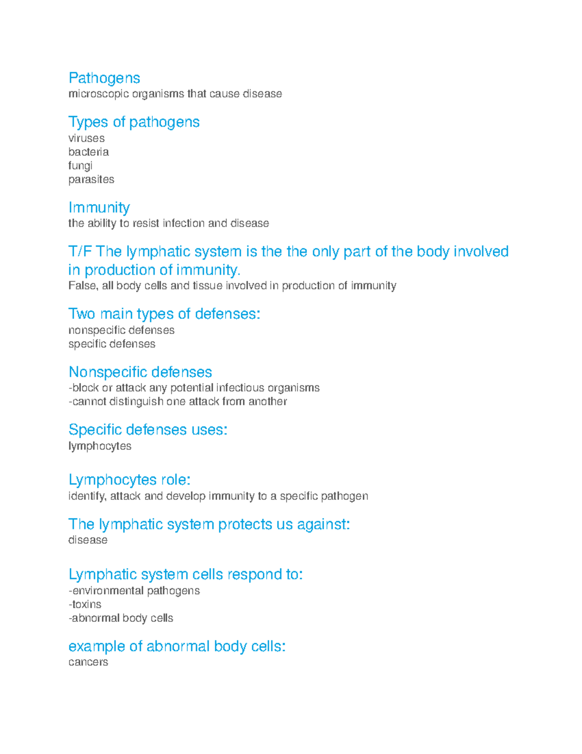 Immune System Notes Part 3 - Pathogens microscopic organisms that cause ...