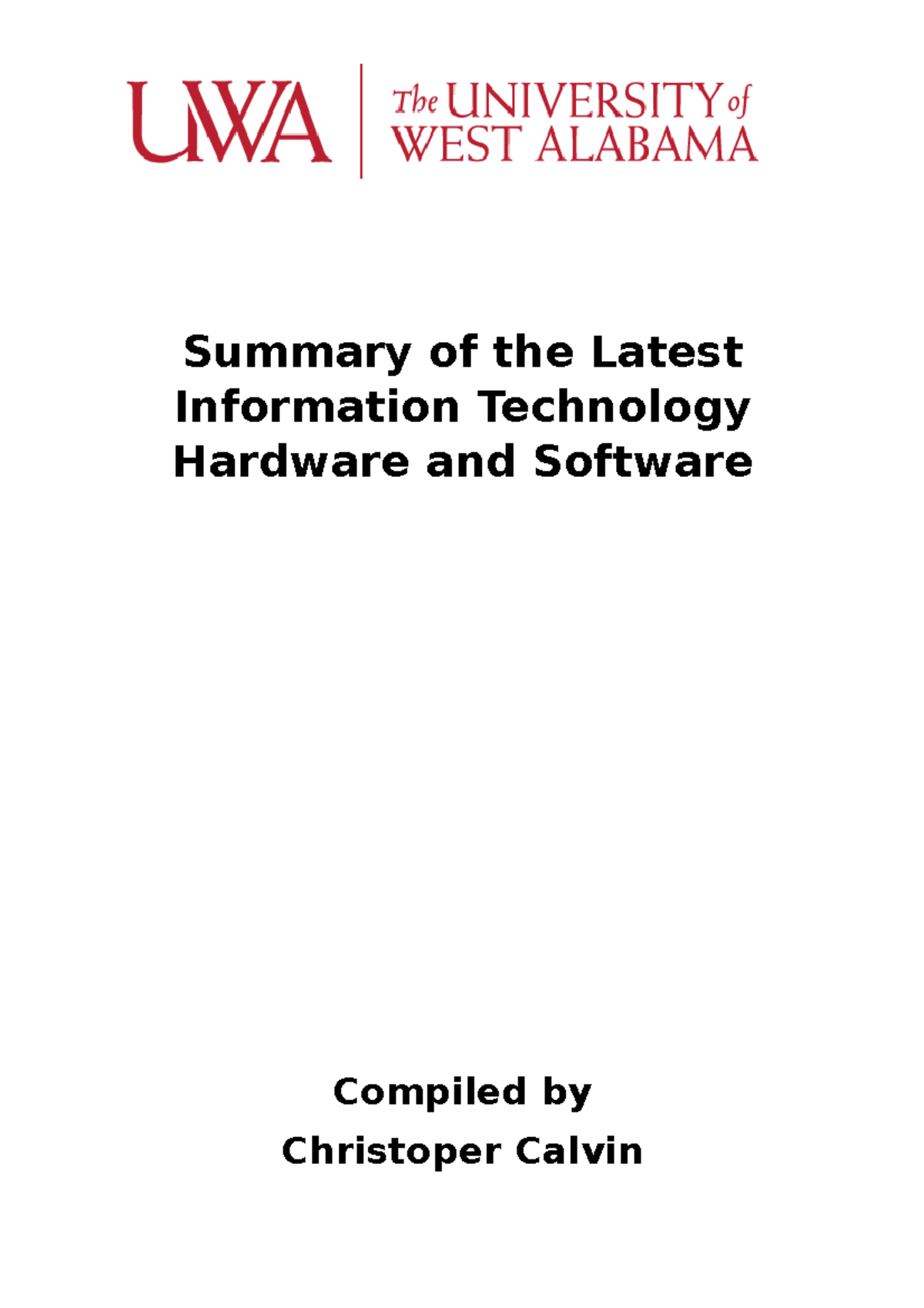 Summary of the latest information technology hardware and software ...