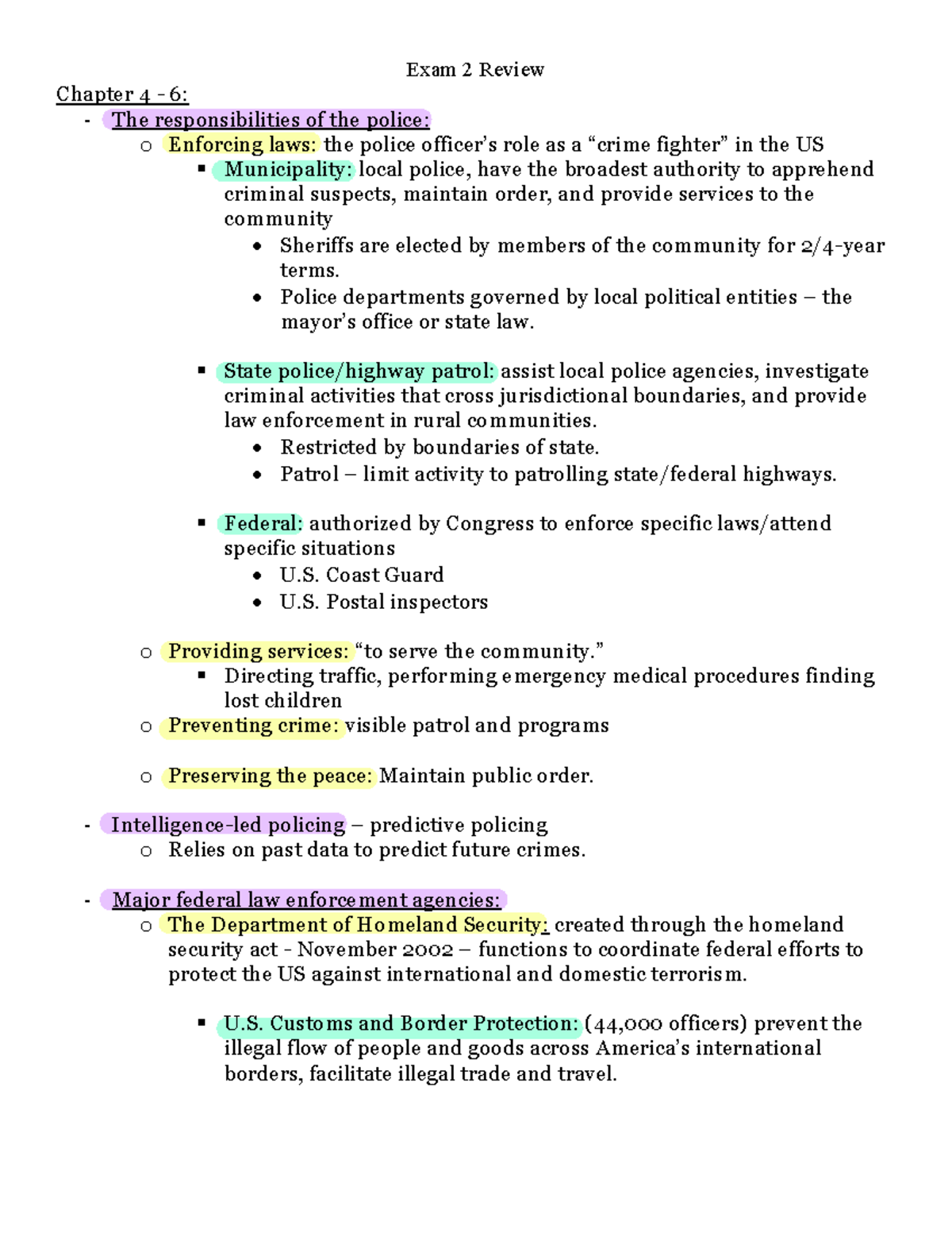 CJ Exam 2 Review - Exam 2 notes - Exam 2 Review Chapter 4 - 6 : The ...