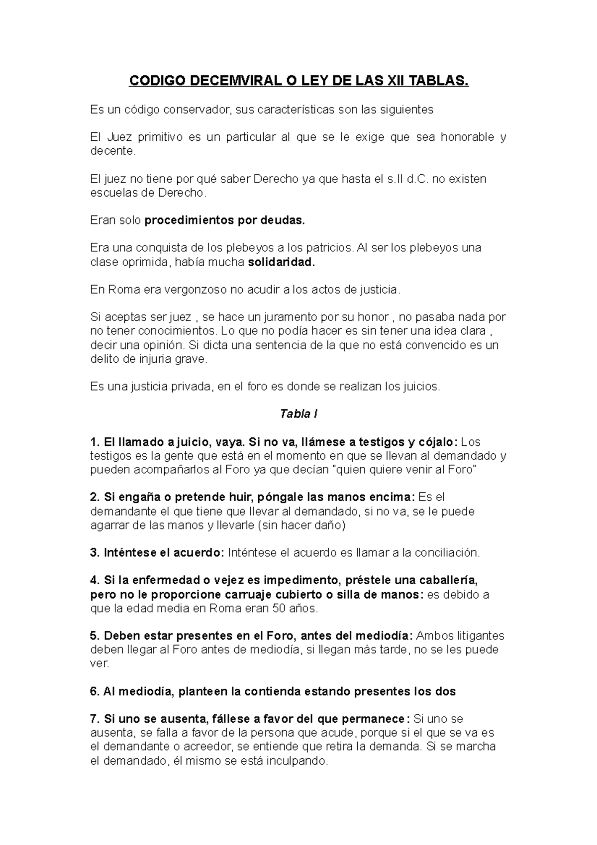 Código Decemviral o Ley de las XII Tablas (Derecho Romano) - CODIGO ...