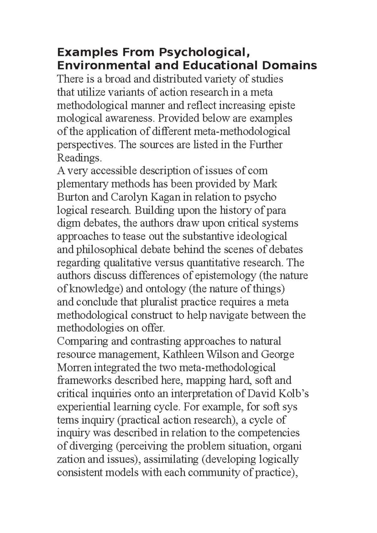 Examples From Psychological, Environmental and Educational Domains ...