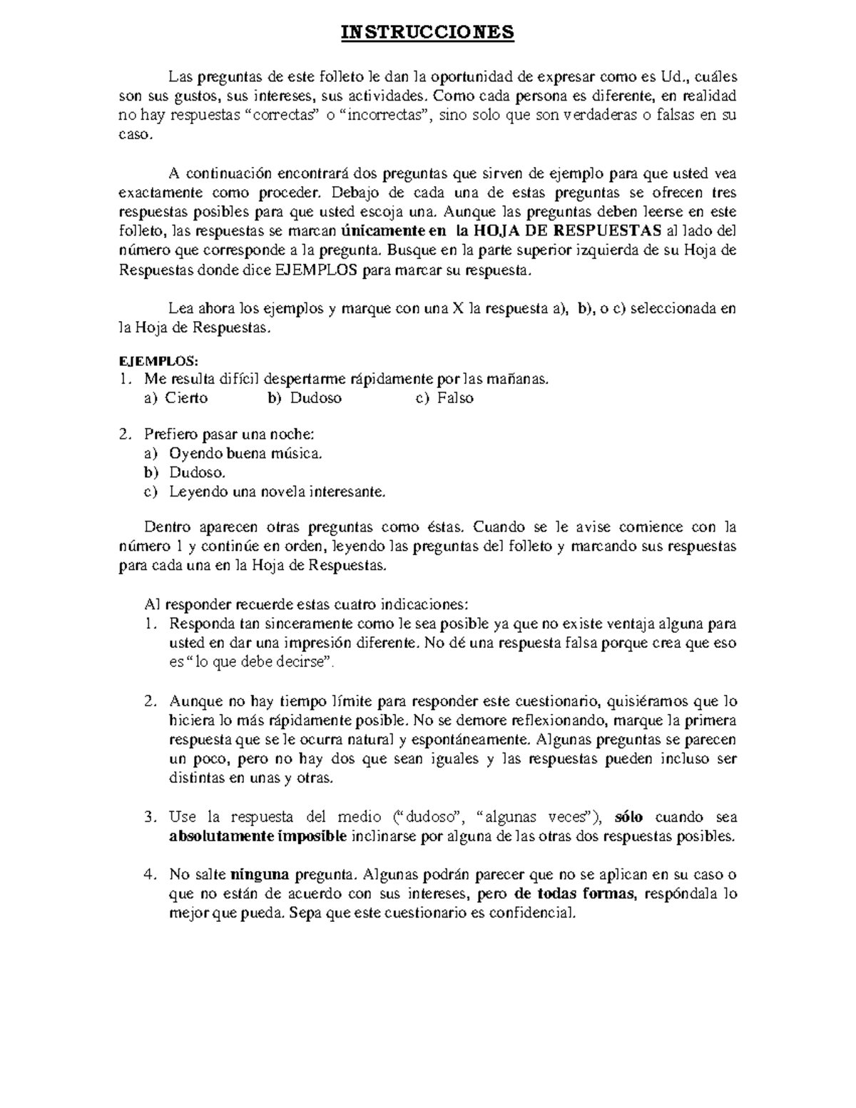 16 PF Cuestionario - DGHJY - INSTRUCCIONES Las preguntas de este ...