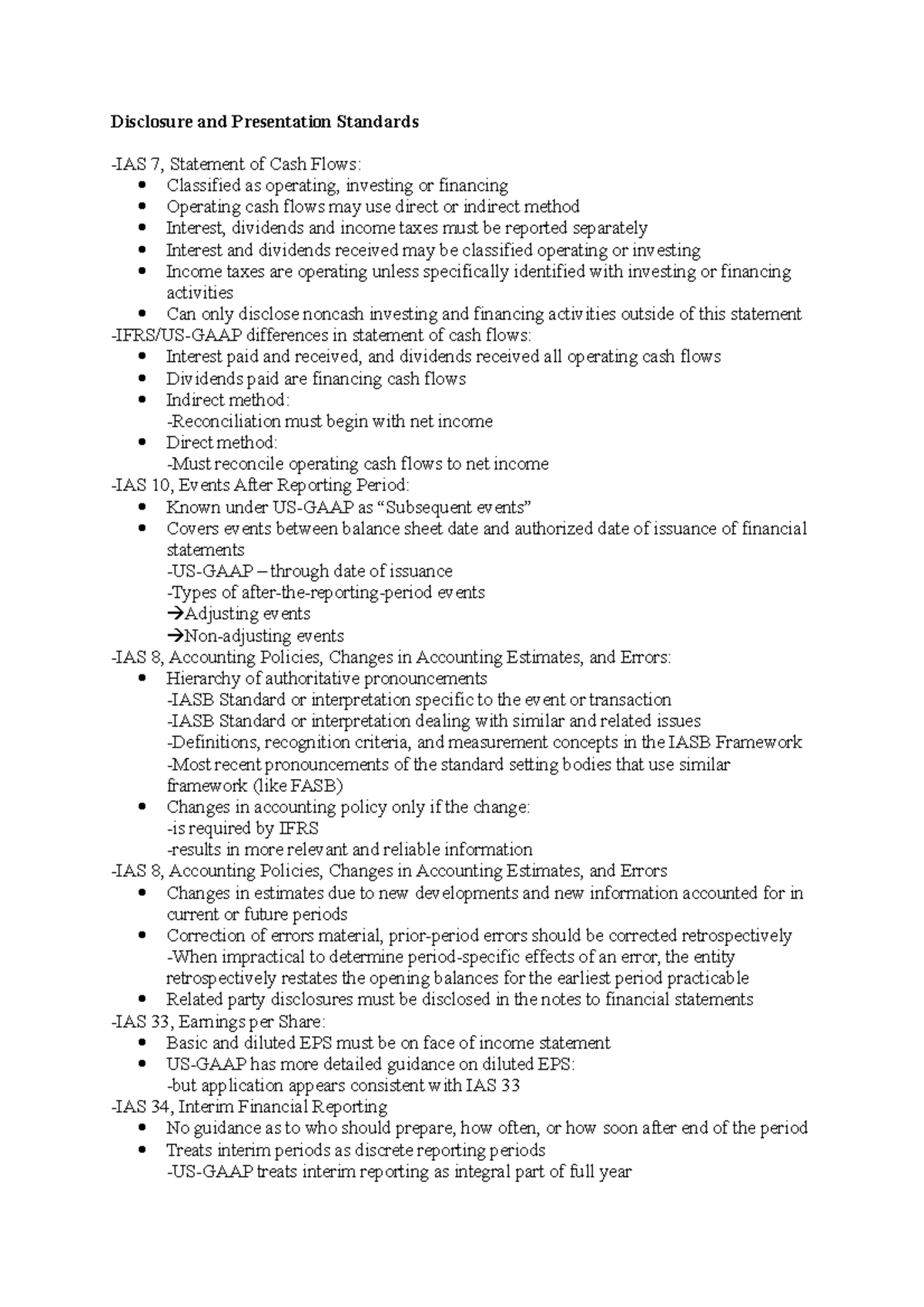 Disclosure and Presentation Standards - Studocu