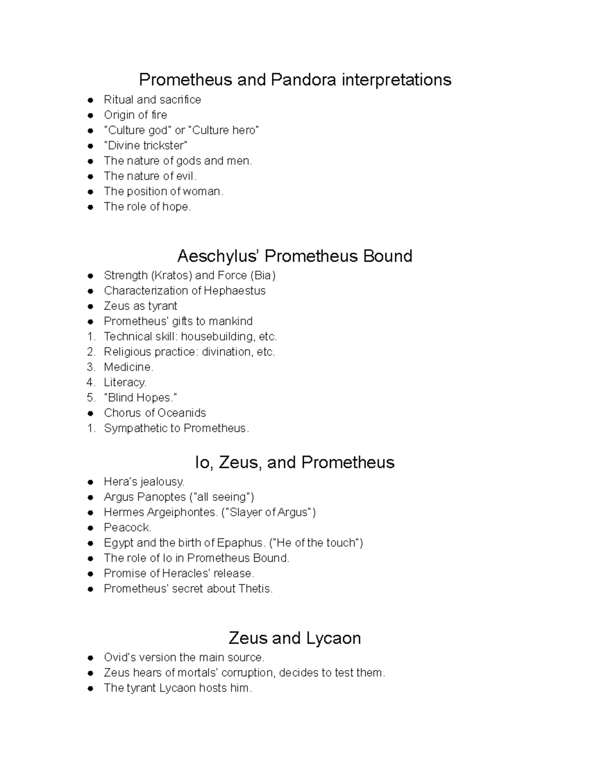 Mythology Notes 9/8 - Prometheus and Pandora interpretations Ritual and ...