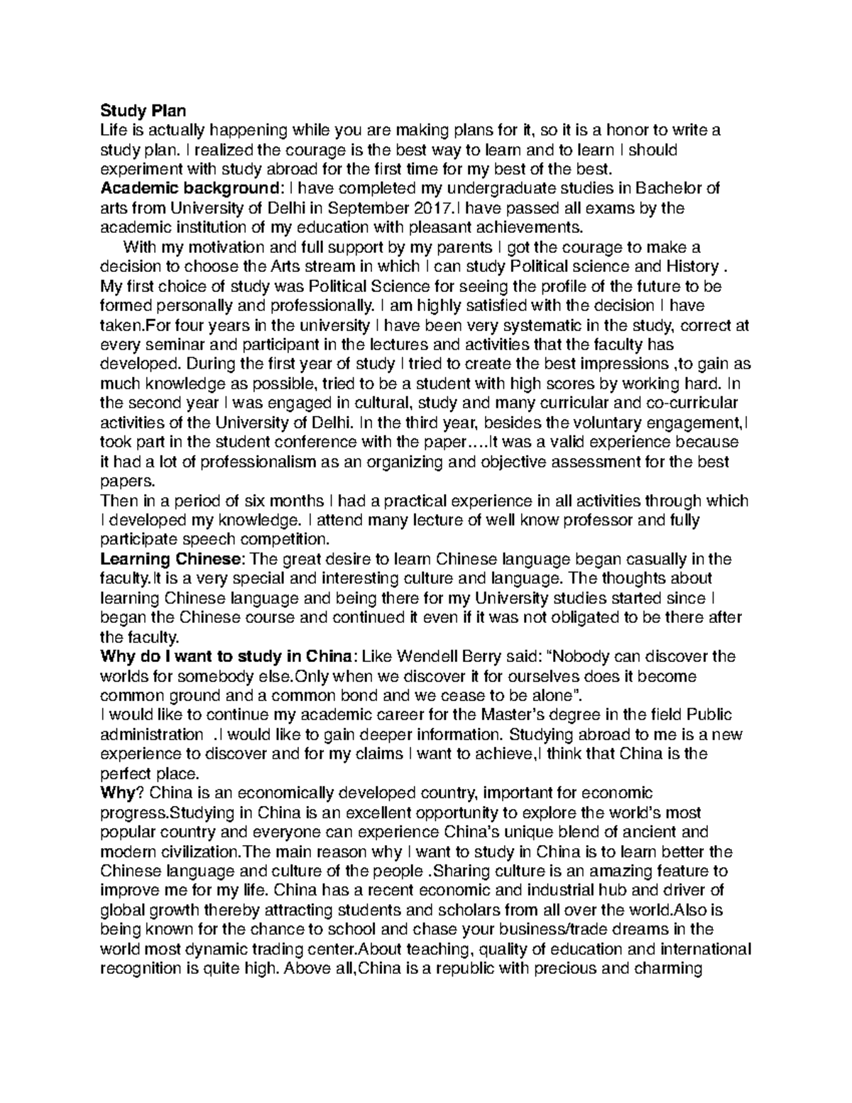 Study plan - public administration - Study Plan Life is actually happening while you are making ...