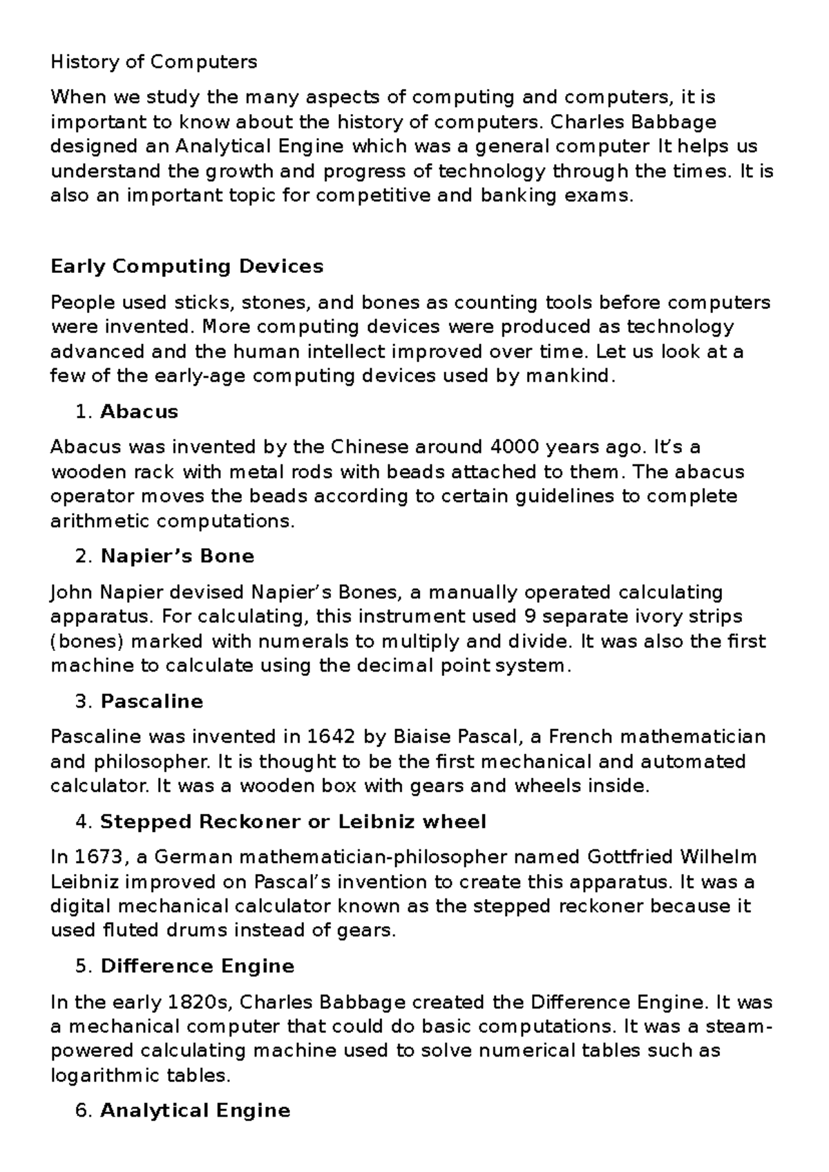 History of Computers - History of Computers When we study the many aspects of computing and ...