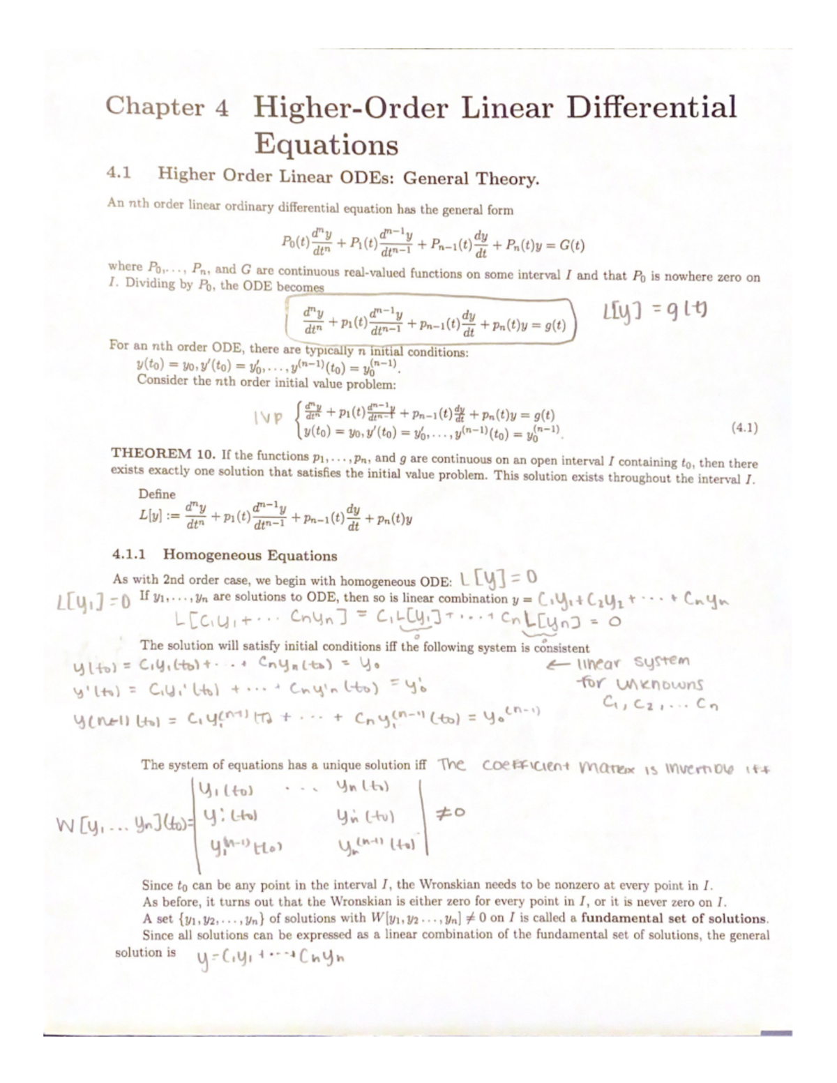 Chapter 4 Higher-Order Linear Differential Equations - Chapter 4 Linear ...