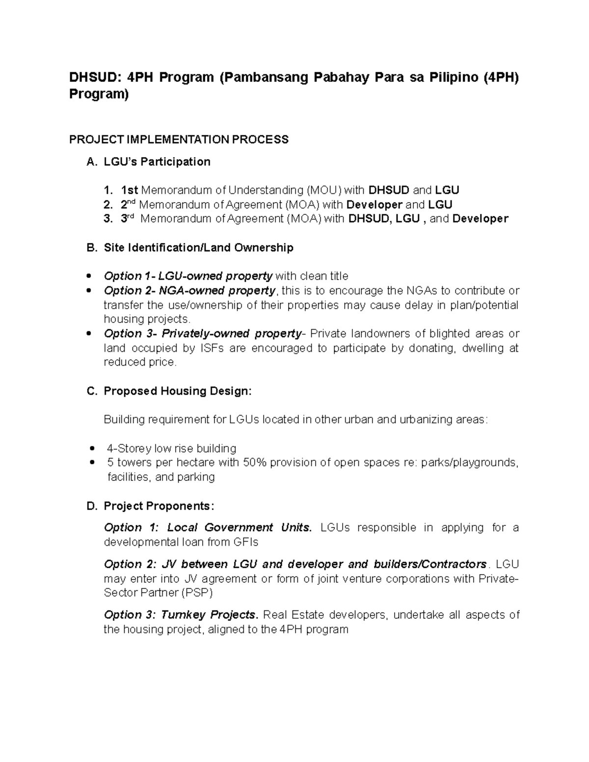 Dhsud edited - file - DHSUD: 4PH Program (Pambansang Pabahay Para sa ...