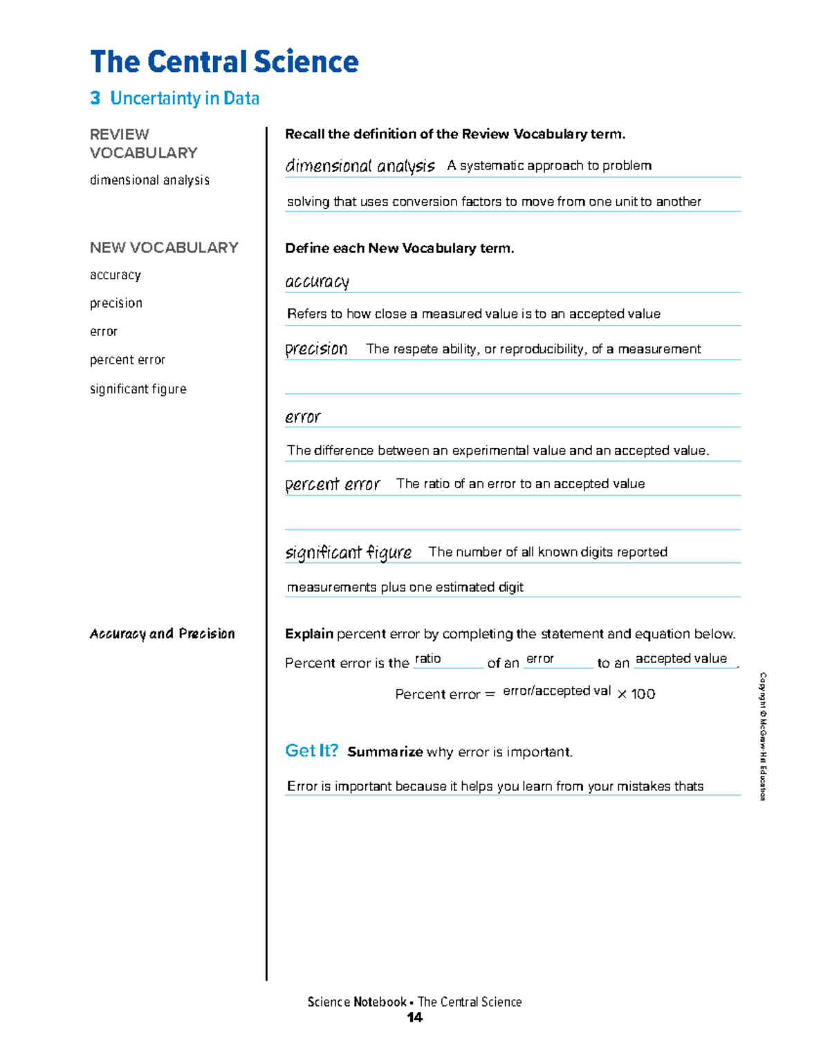 science notebook uncertainty in data - The Central Science 3 ...